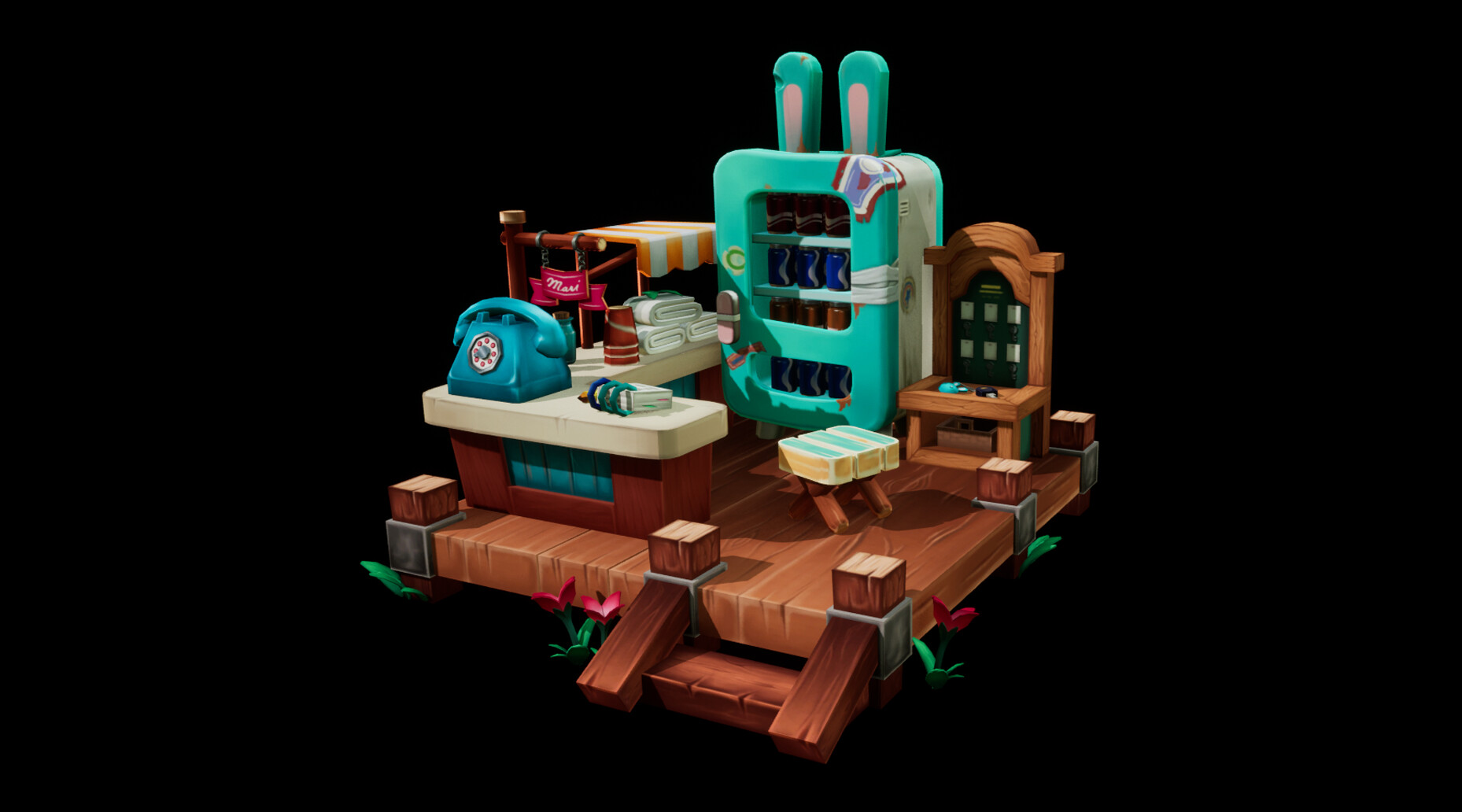 ArtStation - Bunny fridge set hand painted 3d modeling