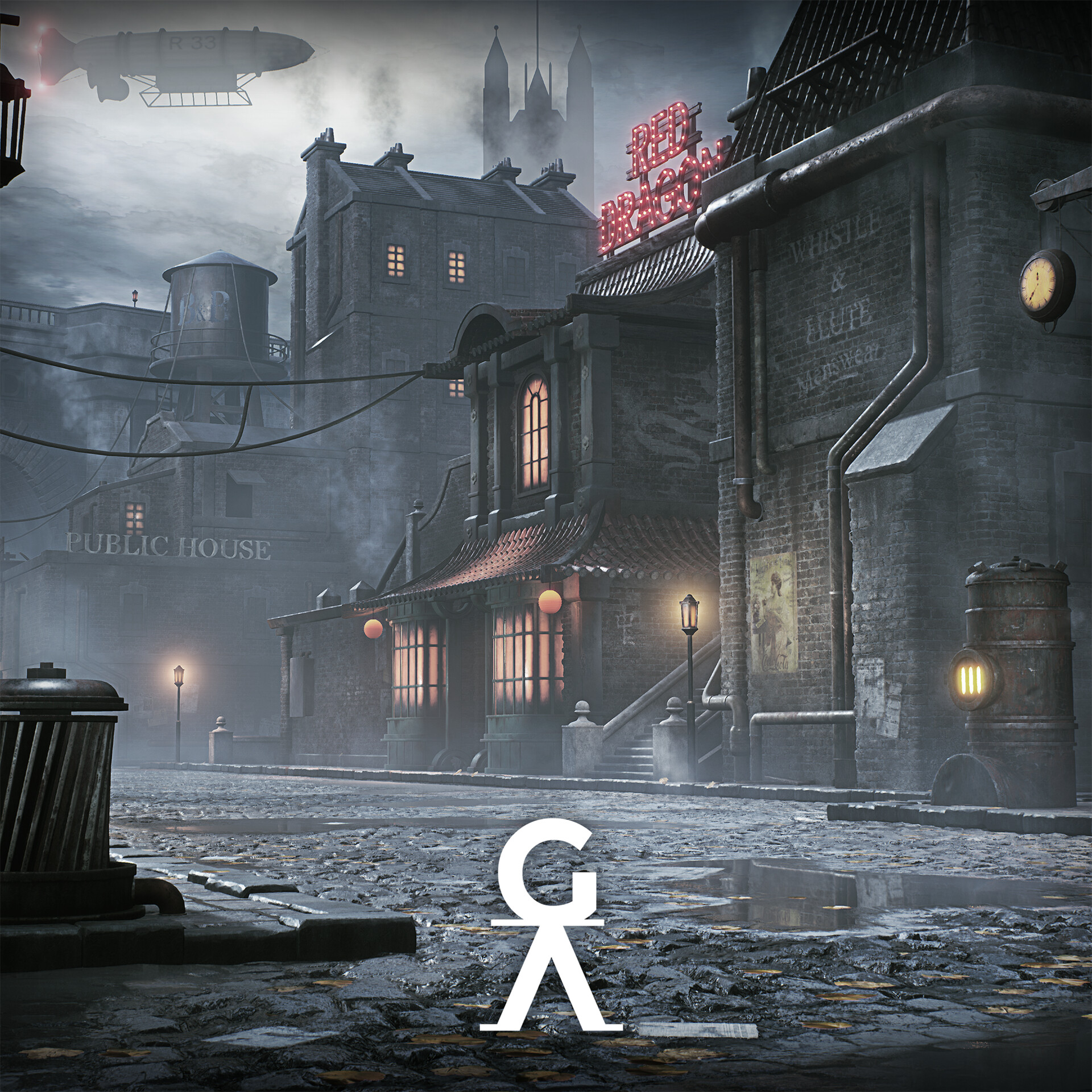 ArtStation - Steampunk Town Red Dragon Breakdown for GamesArtistUK