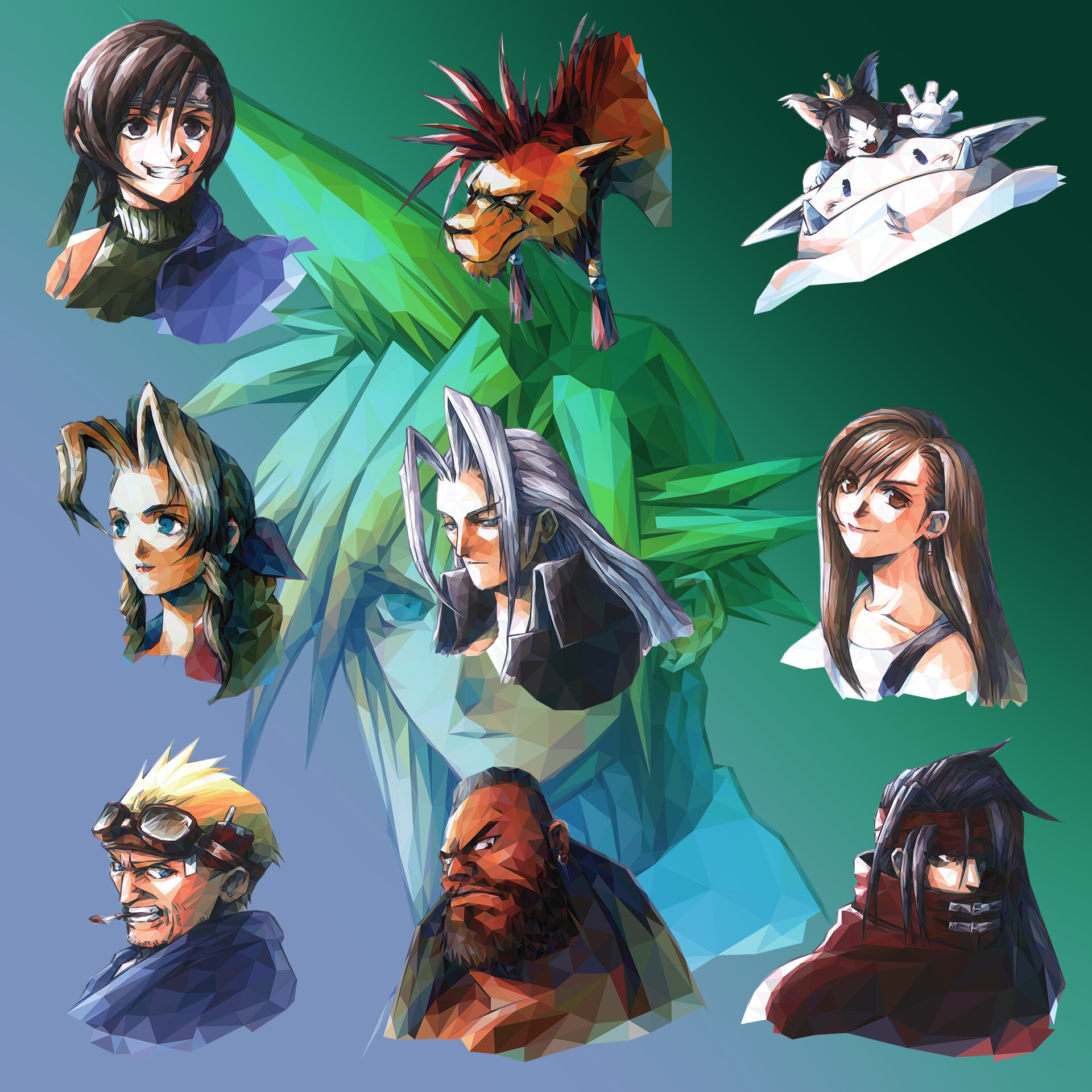 ArtStation - Final Fantasy 7 Character- Low Polygon Portraits