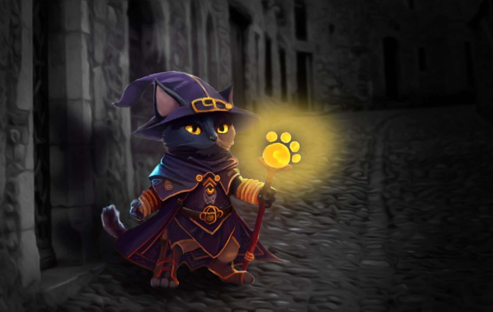 ArtStation - Cat-wizard concept art for indie game