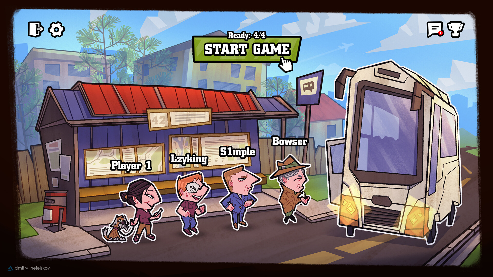 ArtStation - 2D Video Game (Travel Quiz) Lobby Mockup