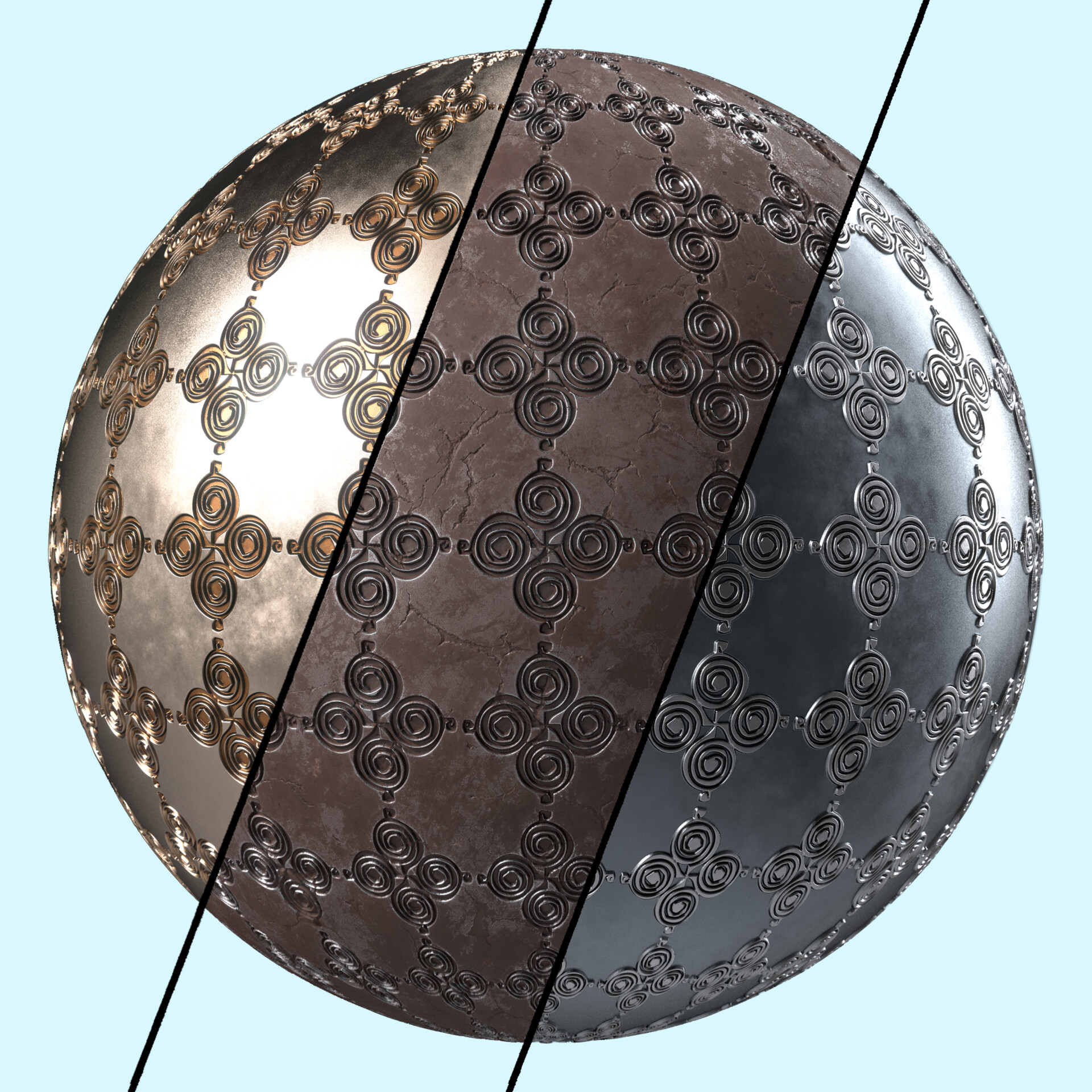 ArtStation - Metal Materials 26- Ornament Metal panels |Pbr | 4k | Seamless