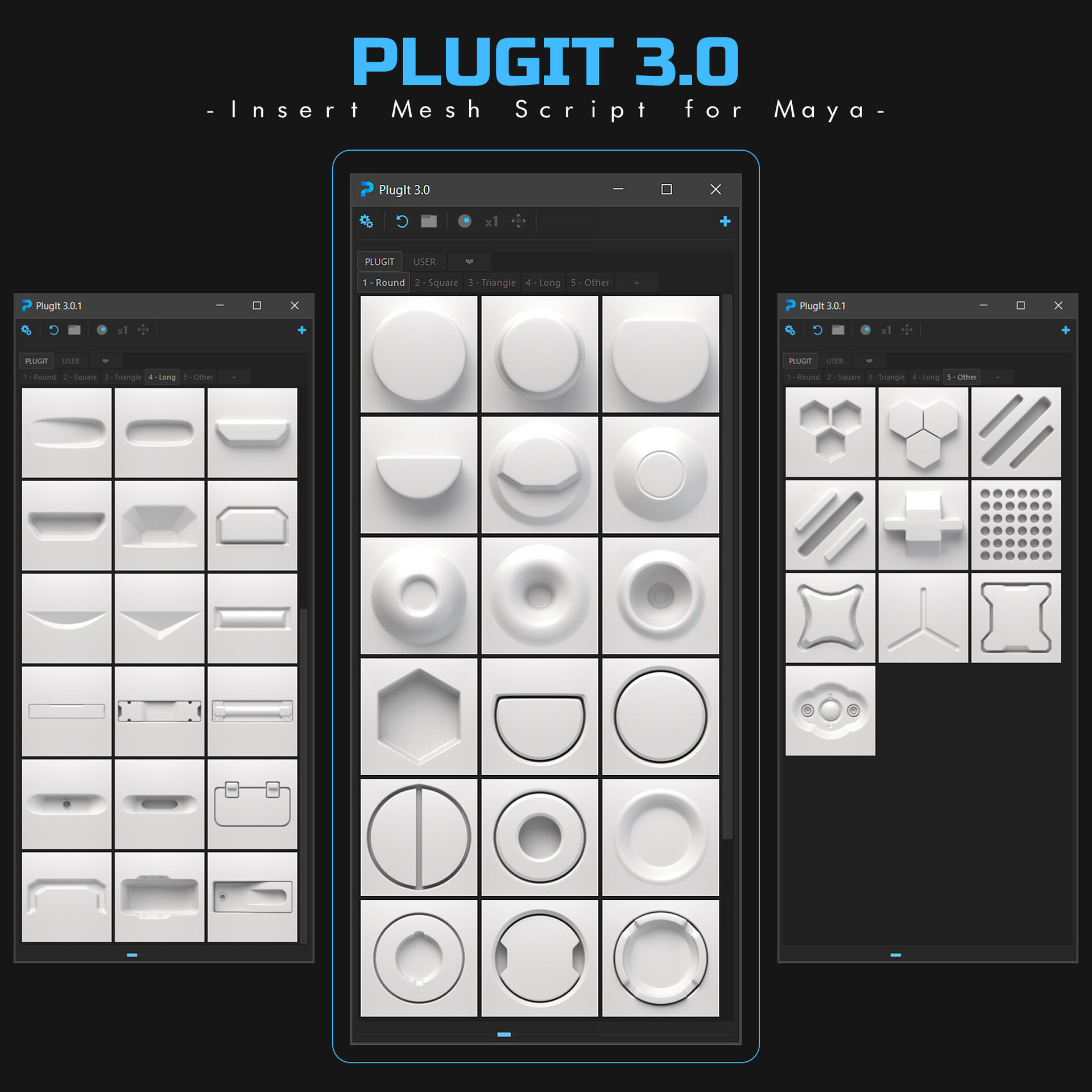 ArtStation - PlugIt 3.0 - Hard Surface Insert Mesh Script for Maya