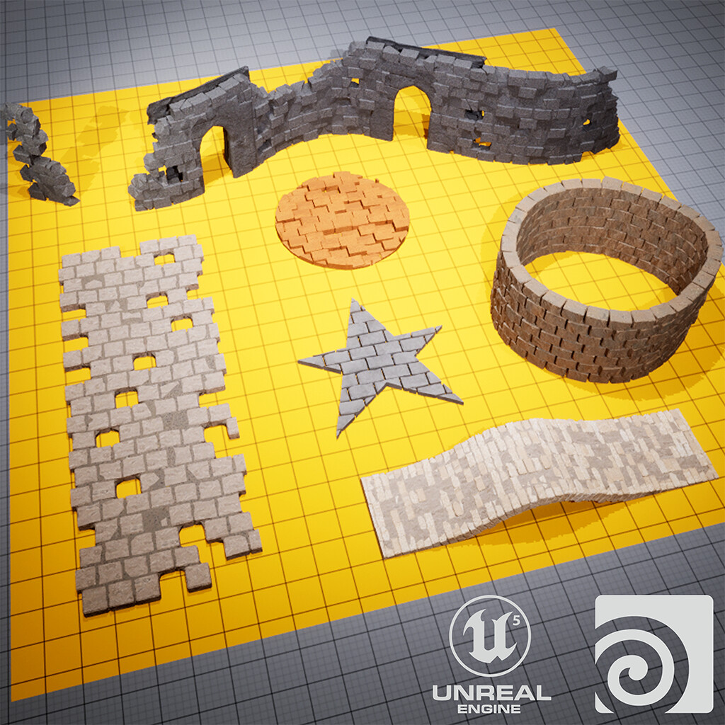 ArtStation - Houdini / Unreal : Procedural Wall and Ground.