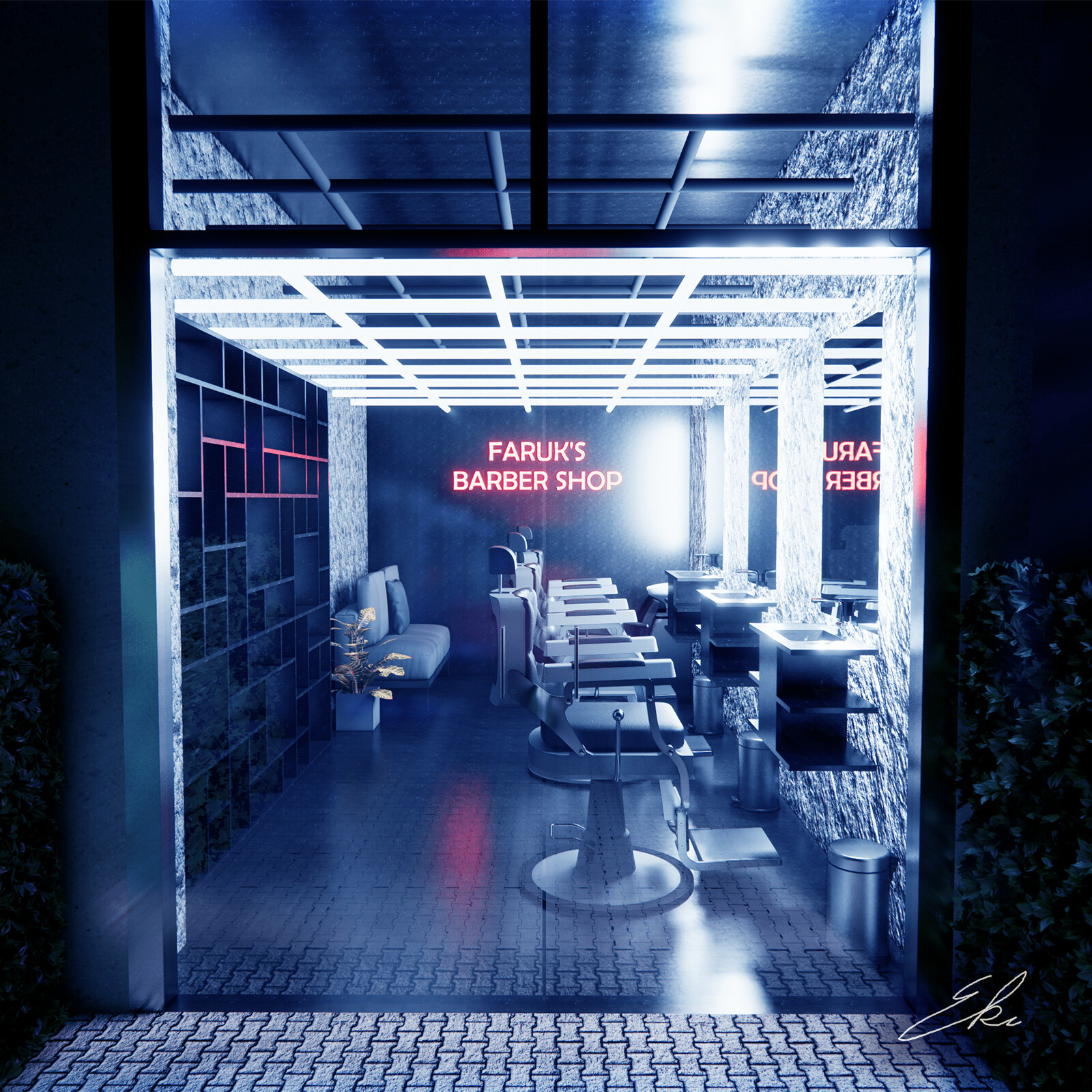 ArtStation - Barbershop Design & Visualization