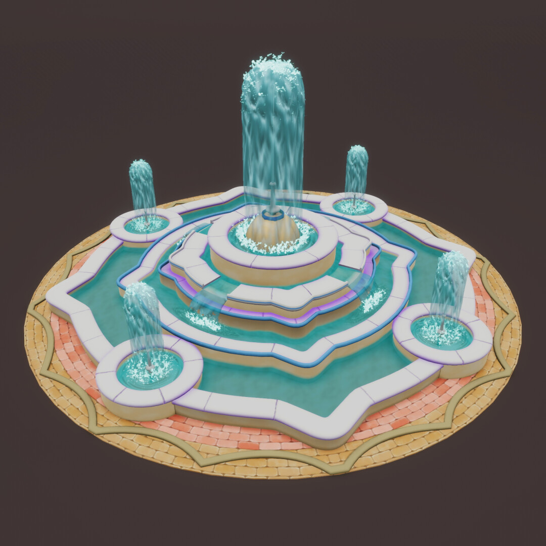 ArtStation - Fountain. 3D modeling, vfx of a water.