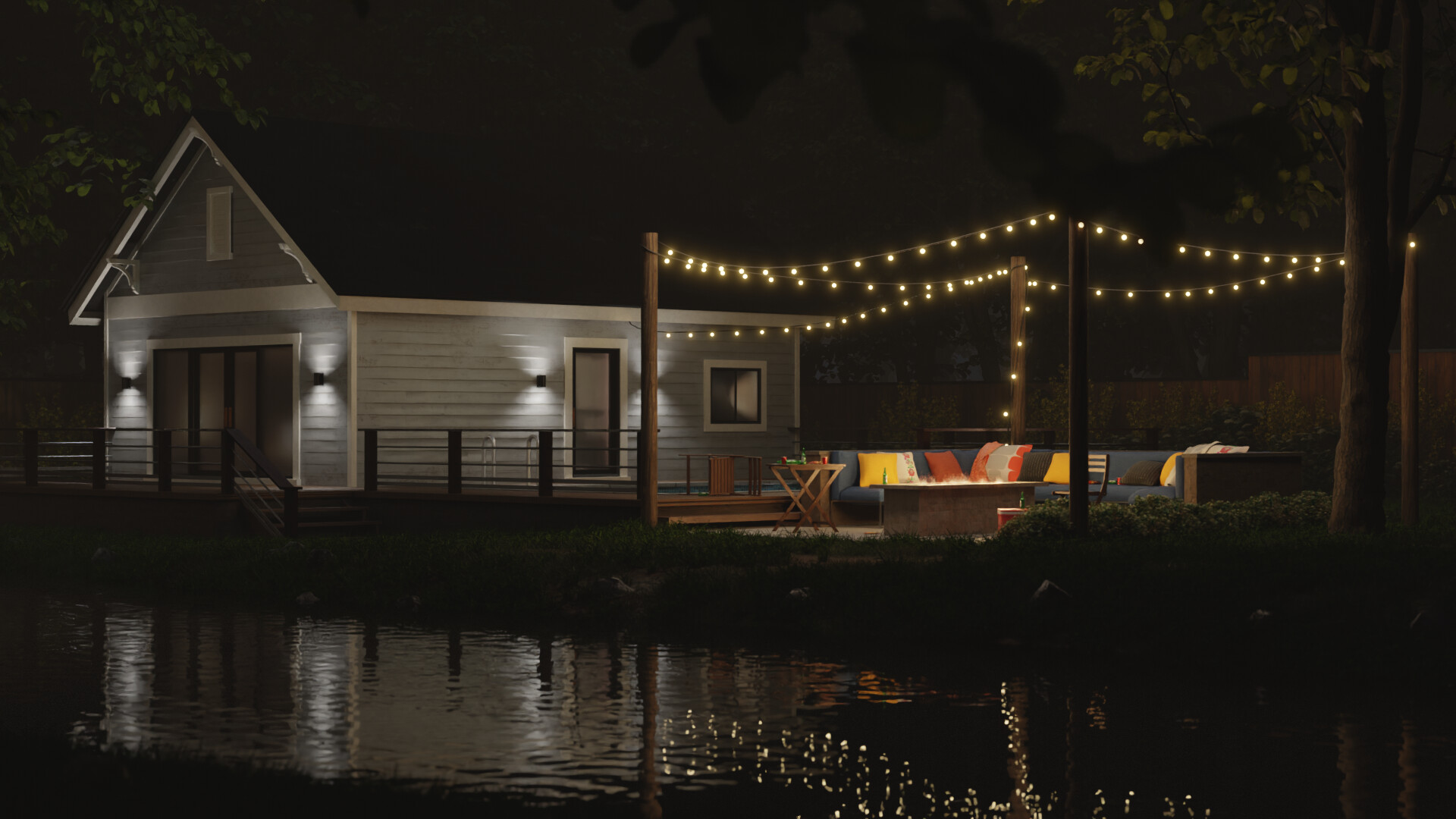 ArtStation - Late Night Riverside House