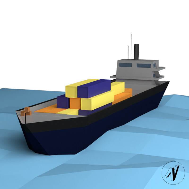 ArtStation - LOW POLY CARGO SHIP