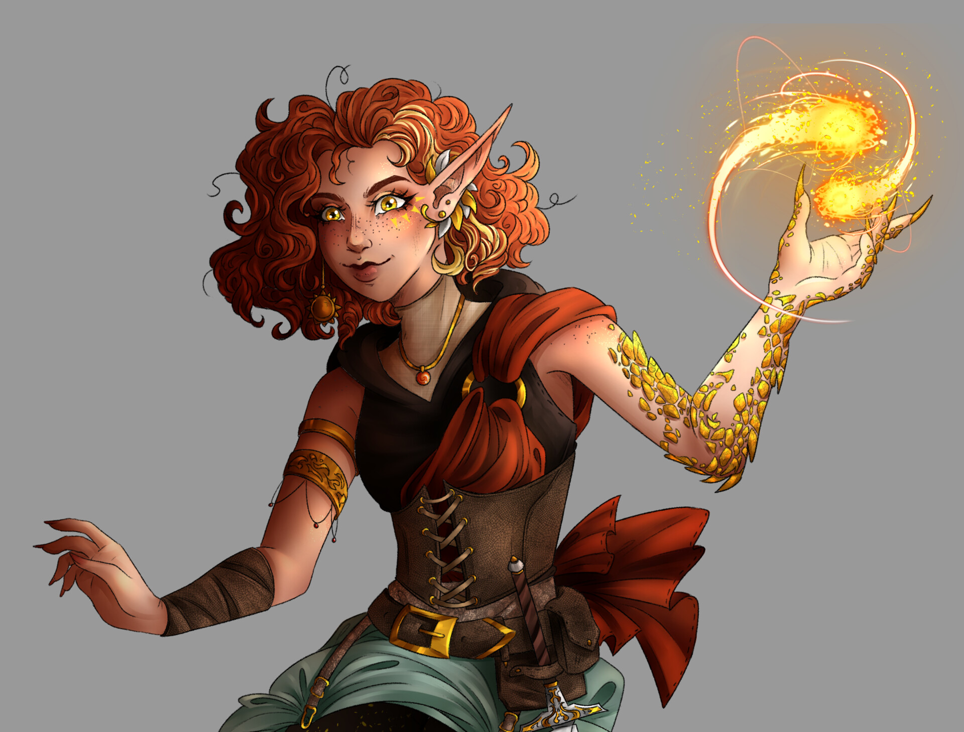 ArtStation - Pepper High Elf (Sun) Sorcerer with the Draconic Bloodline