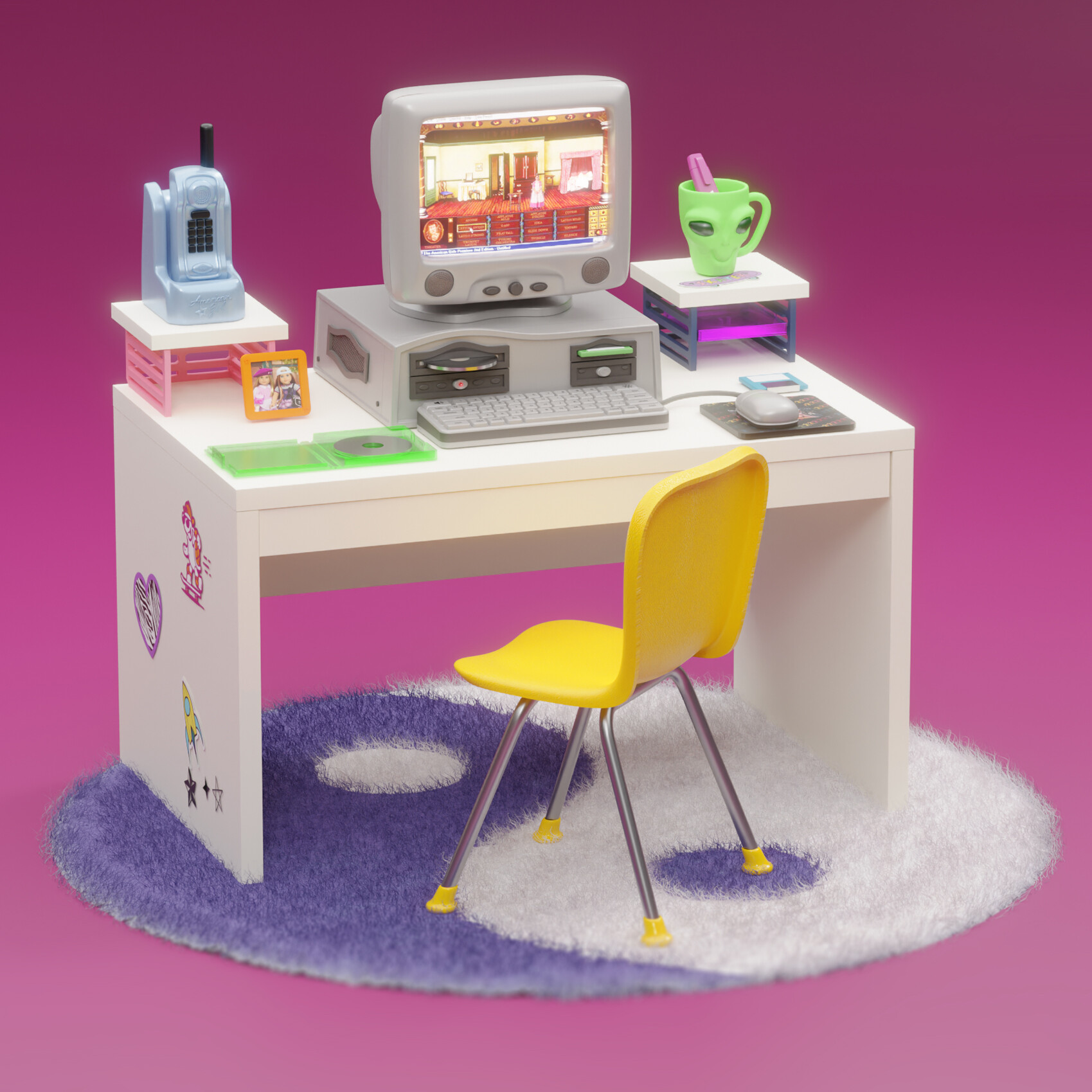 ArtStation - 90's Computer Desk