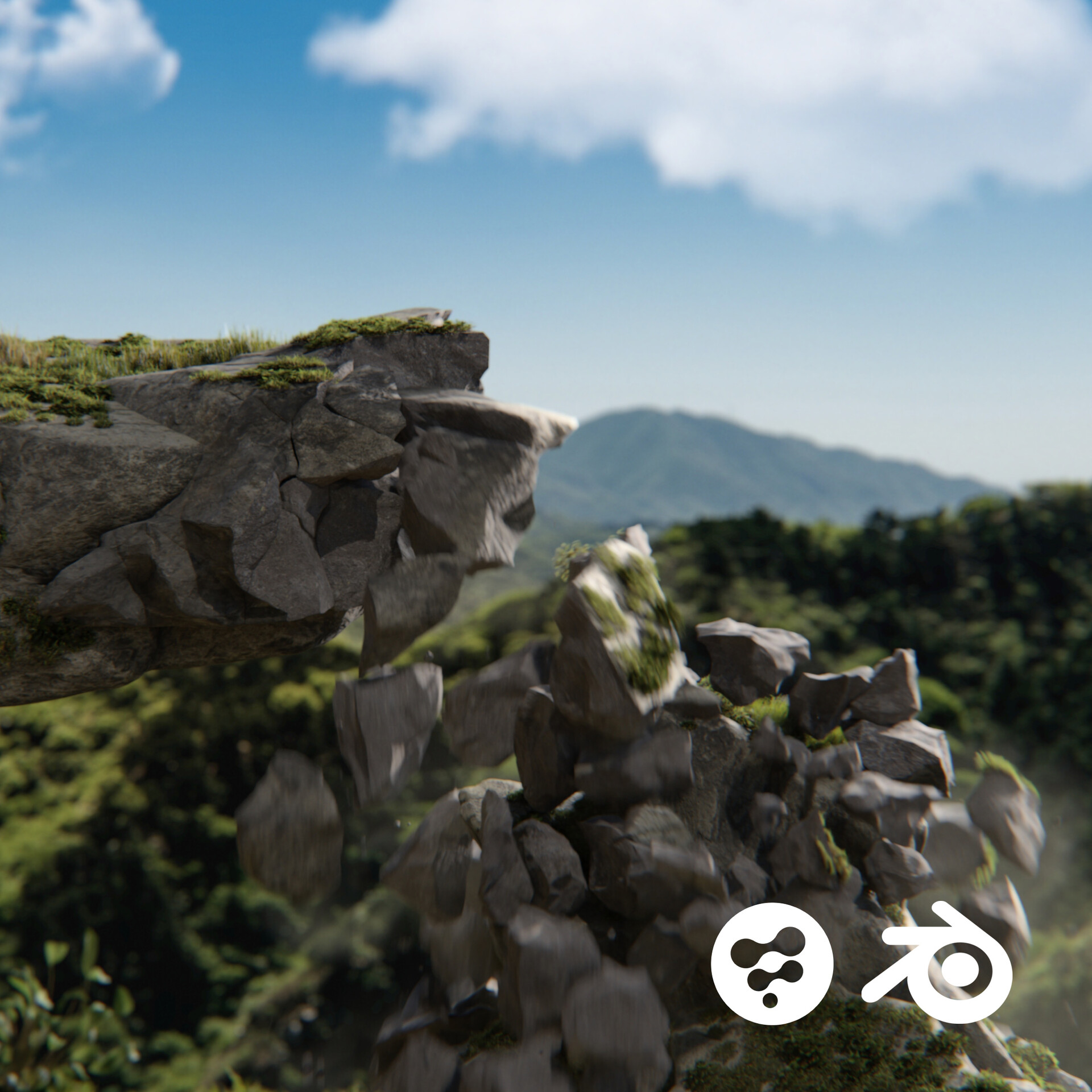 ArtStation - "Cliff Collapse" RBD Simulation in Blender using RBDLabs Addon