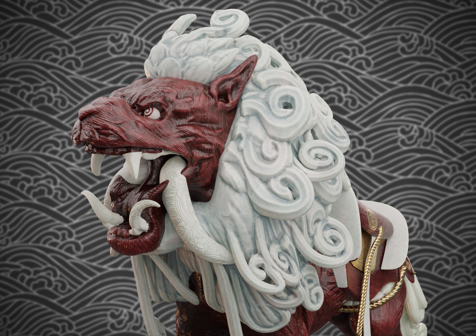 ArtStation - Komainu - Yokai Cavalier chess pawn
