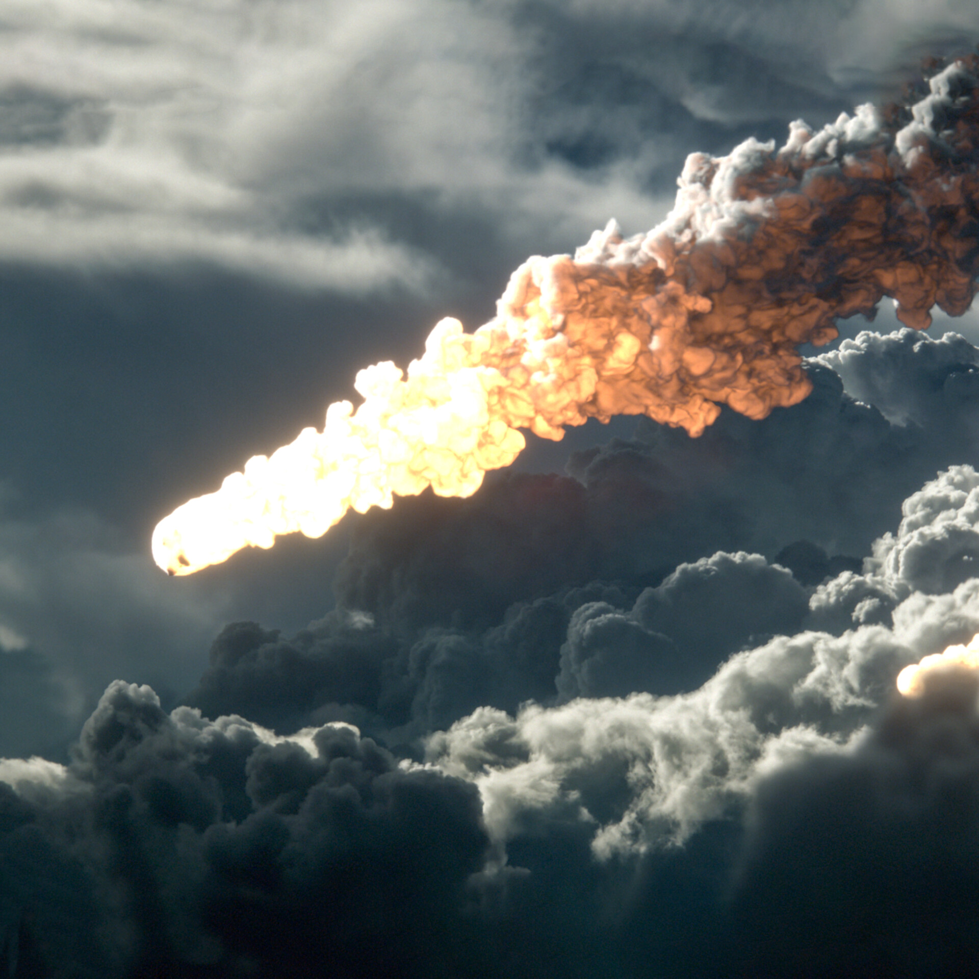 ArtStation - Meteor fall - Houdini Pyro sim