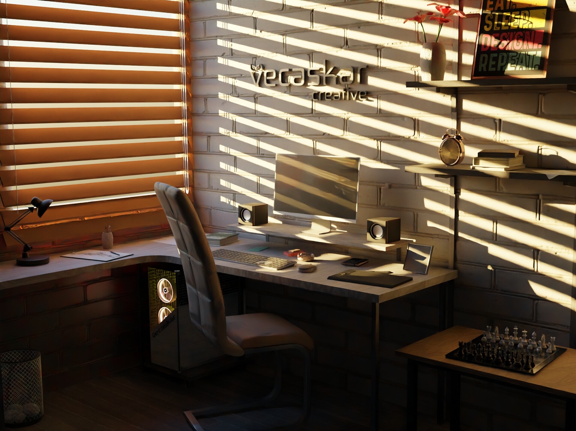 ArtStation - 3D Work room + with many objects