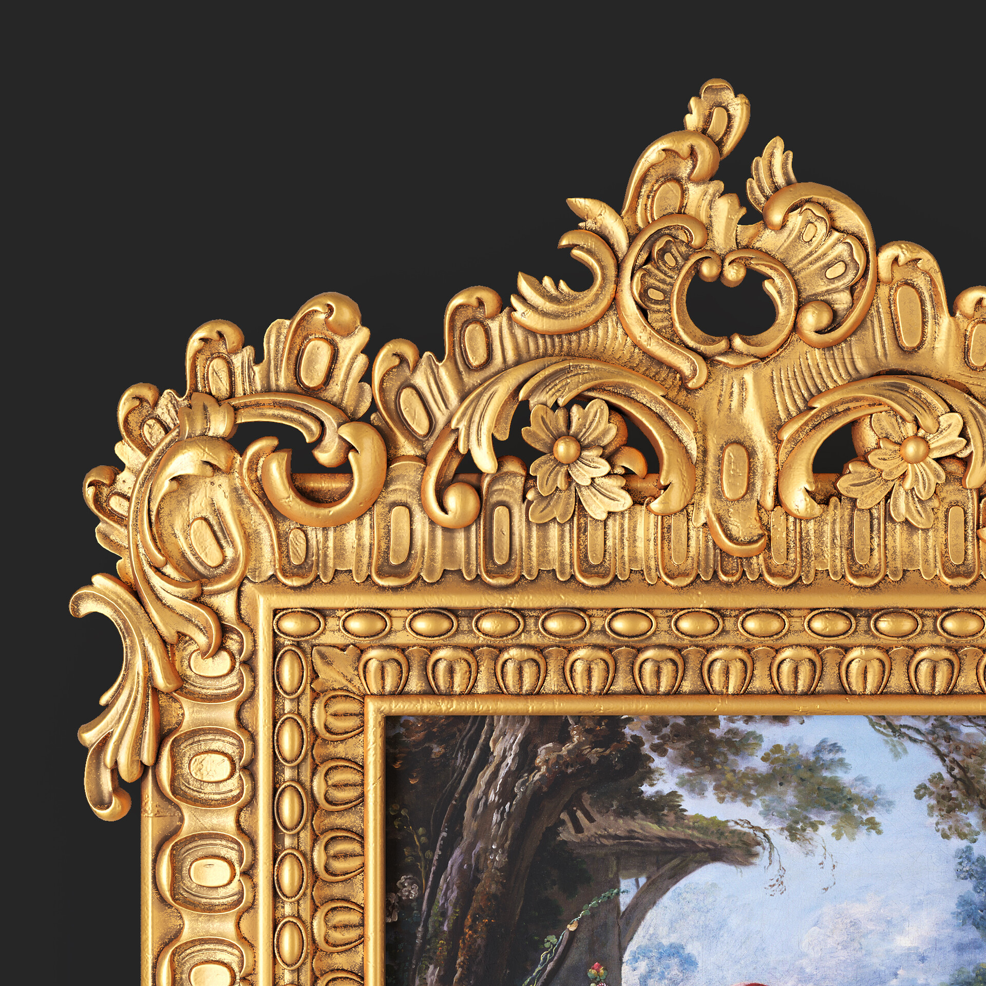 ArtStation - 3D model of a carved frame in the Rococo style