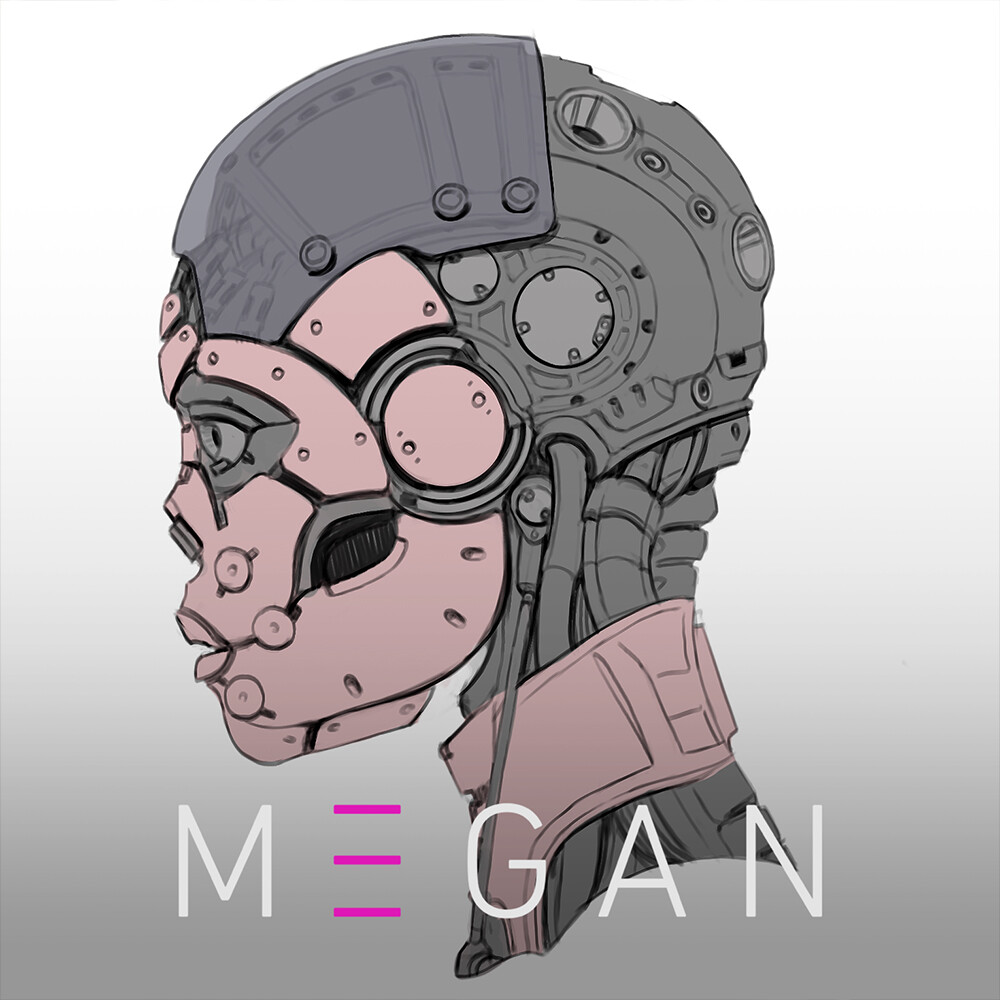 ArtStation - M3GAN Robot head sketch