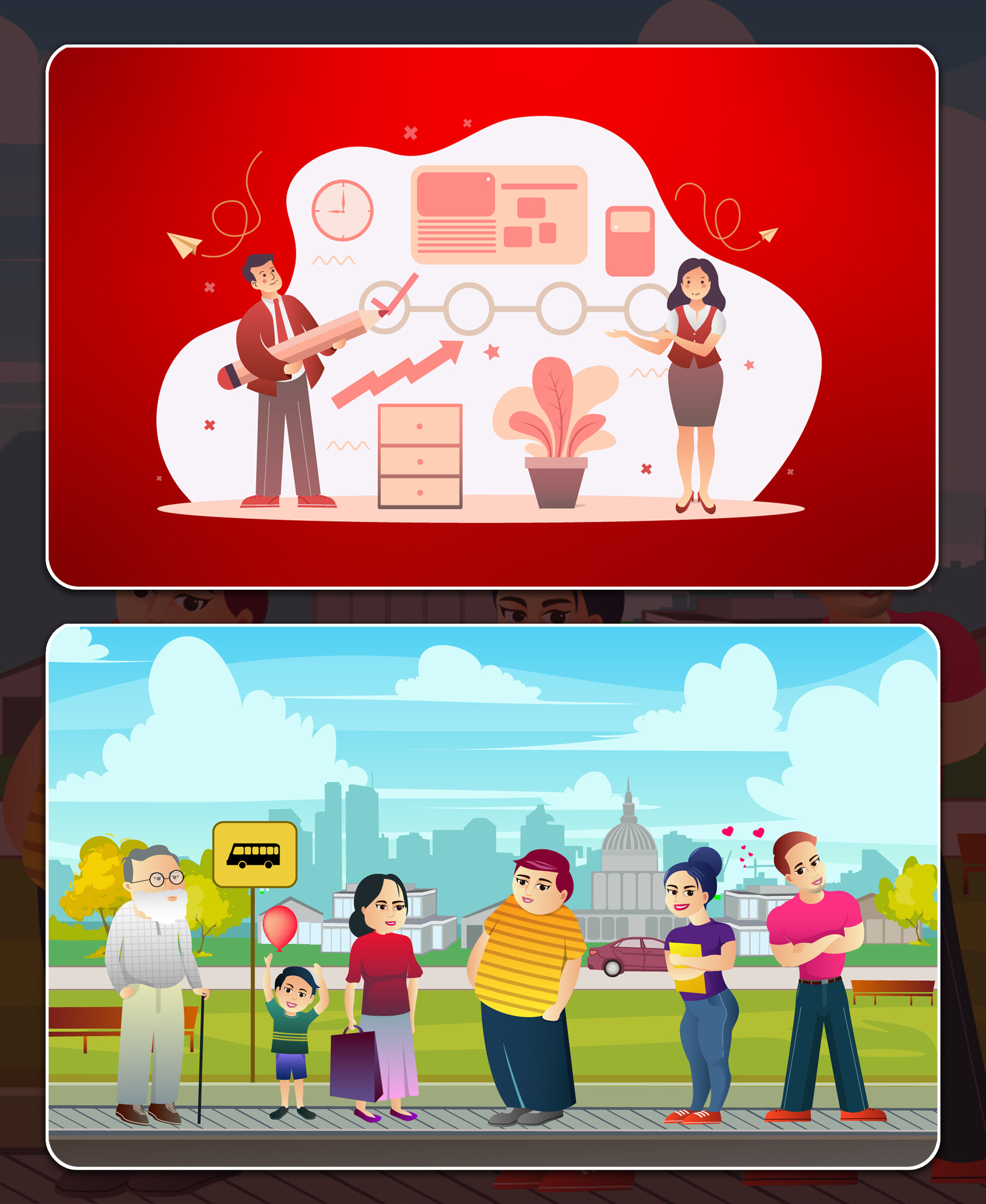 ArtStation - flat cartoon illustrations for animation