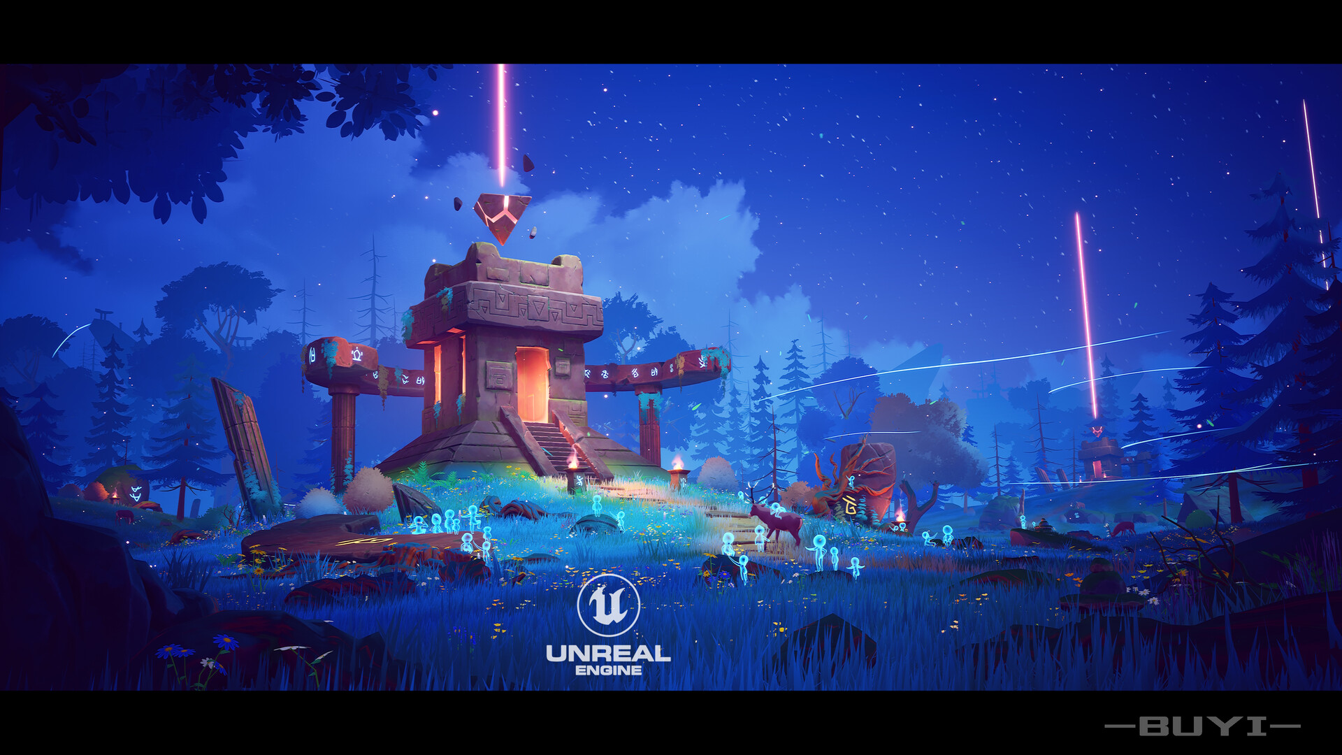 ArtStation - UE5 Stylized environment practice -- " Recollect"-Night relight