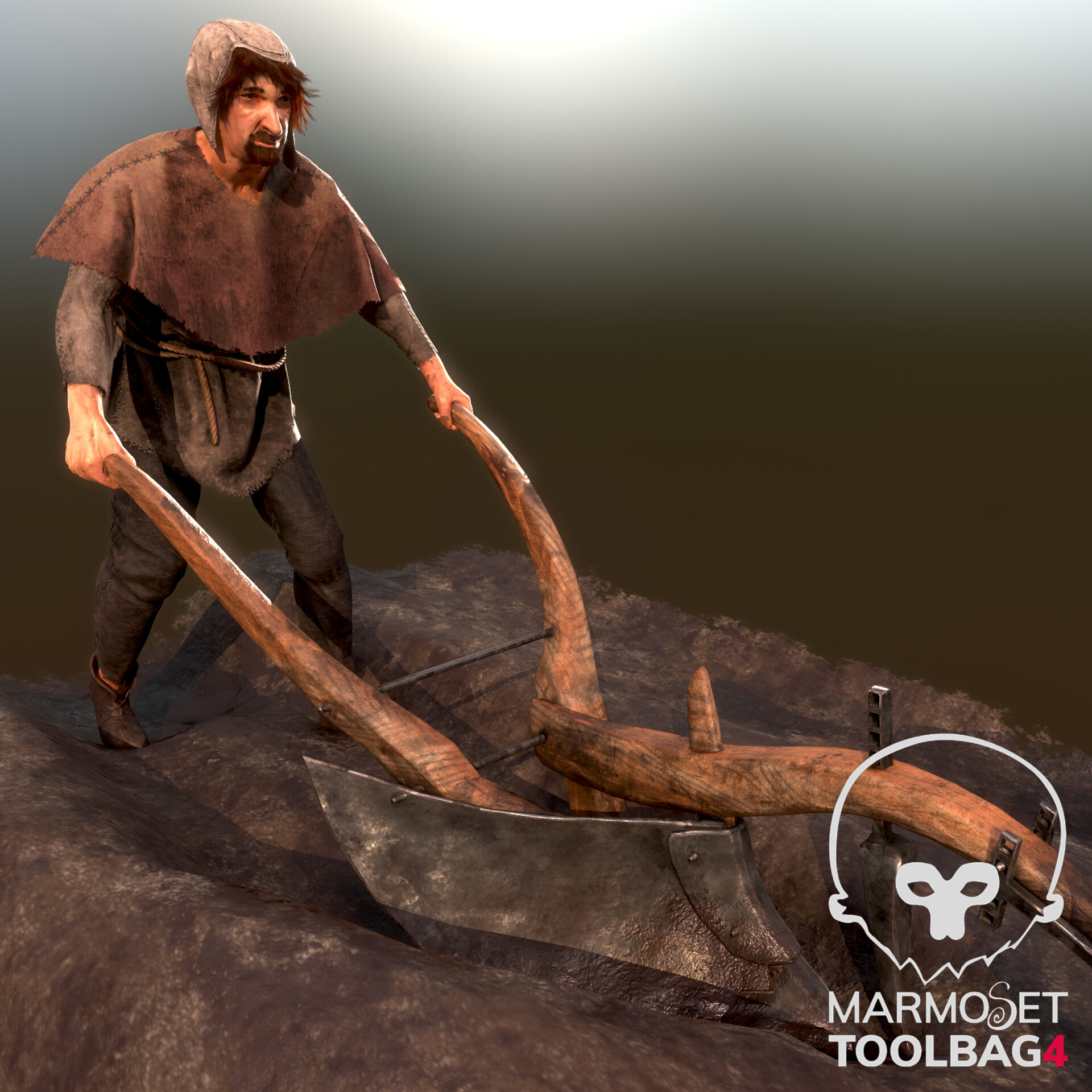 ArtStation - Medieval Farmer - Ox Plough