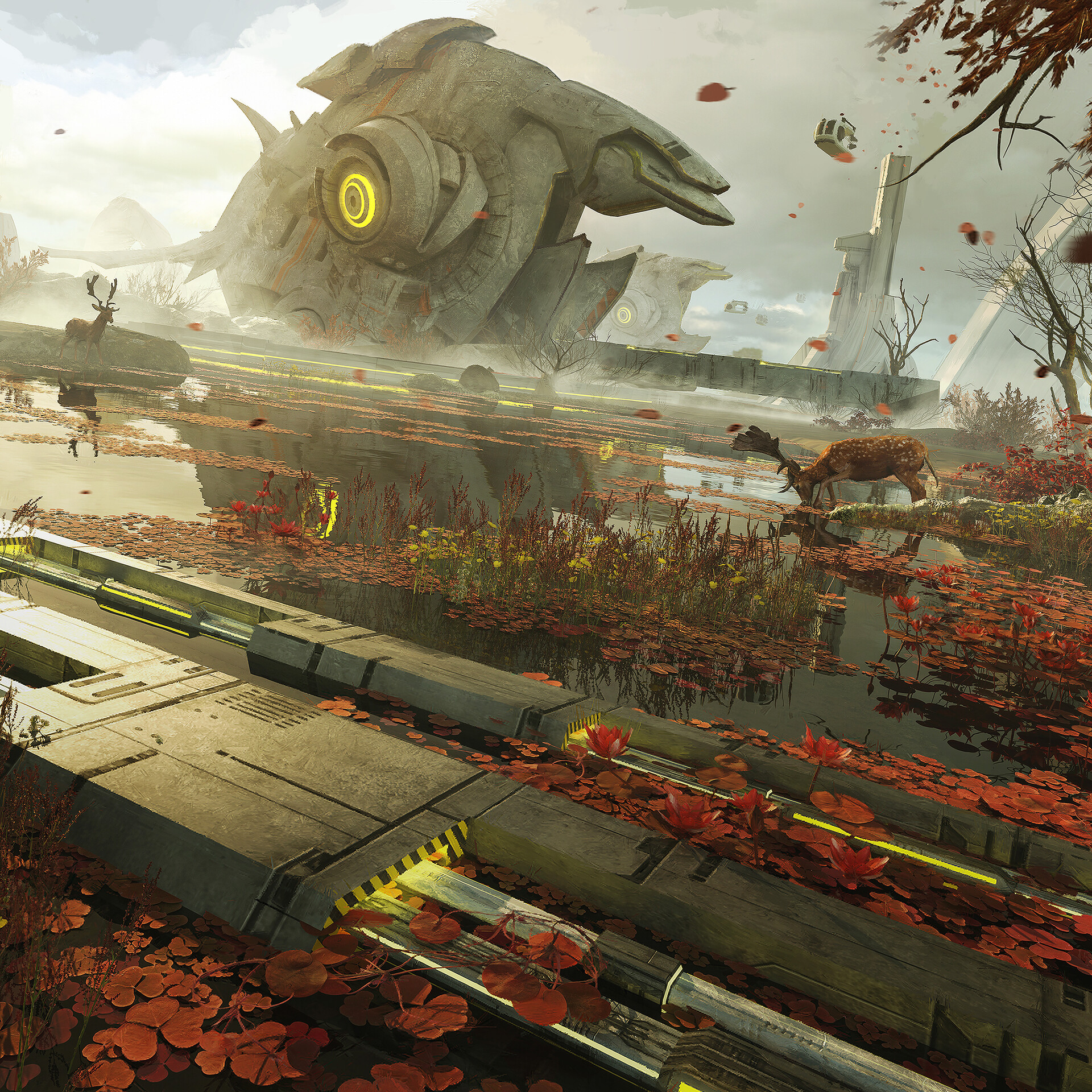 ArtStation - In the swamp fishing paradise