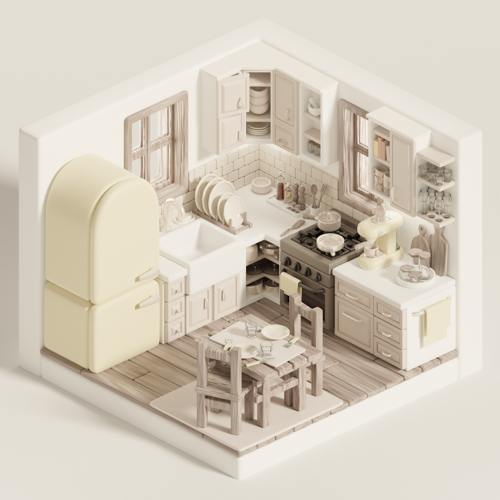 ArtStation - Lowpoly Kitchen model 3D