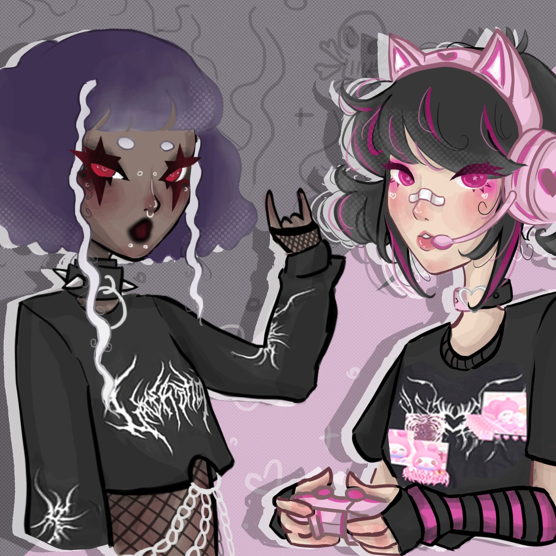 ArtStation - Goth girl x Gamer girl - Character Design Commission