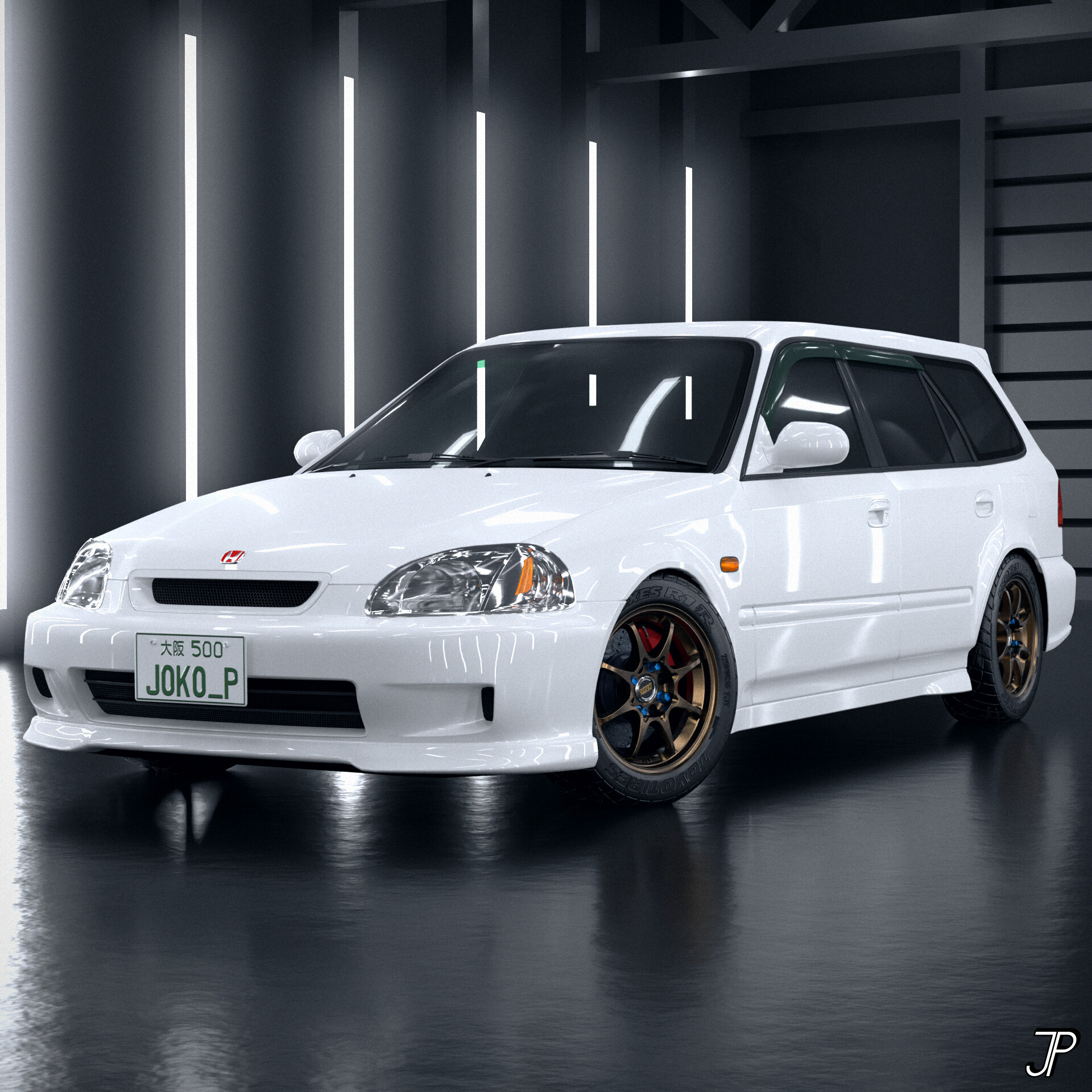 ArtStation - Honda Orthia Wagon w/ EK9 Civic Front Swap