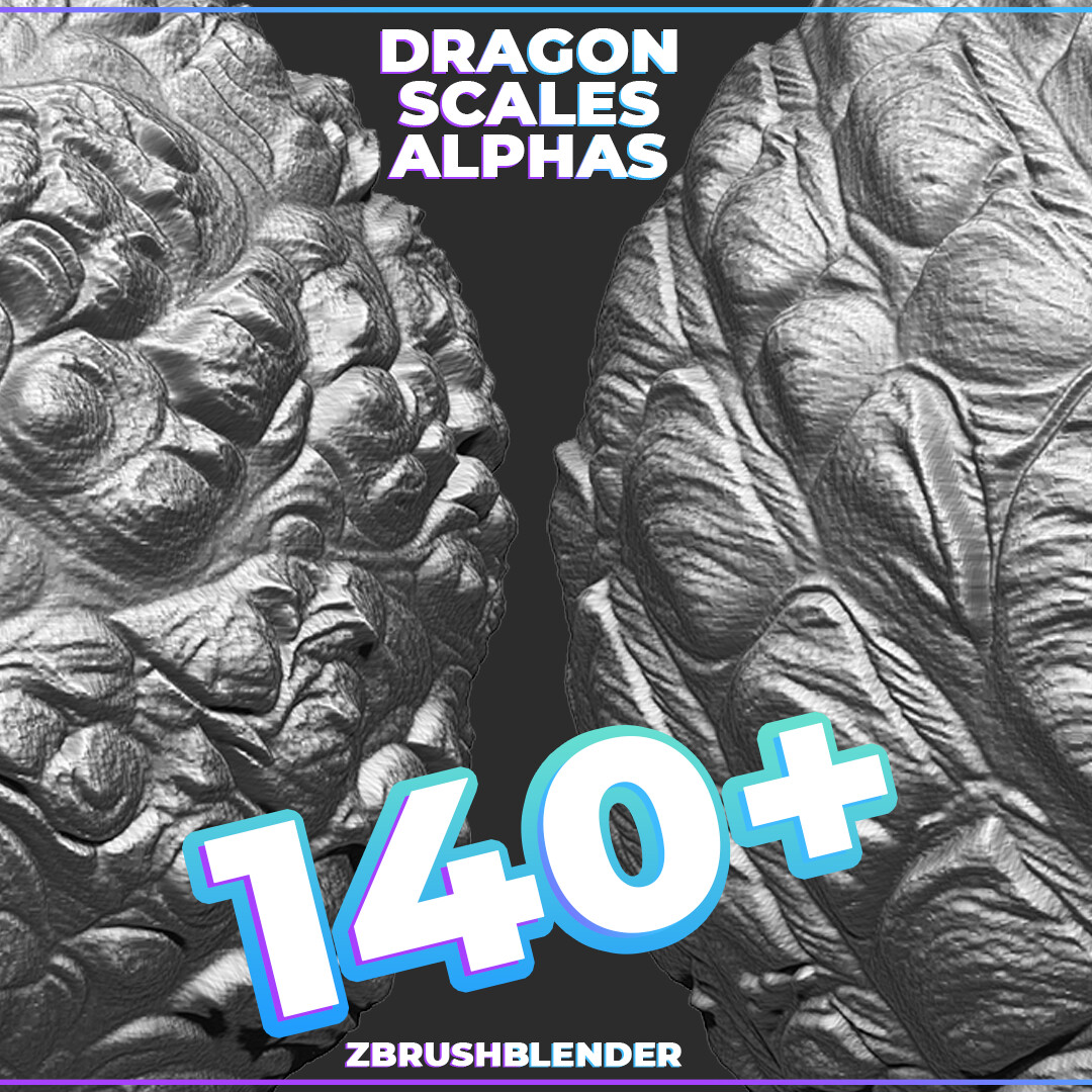 ArtStation - 140+ Dragon Scales Alphas for ZBrush (Displacement map) vol.4