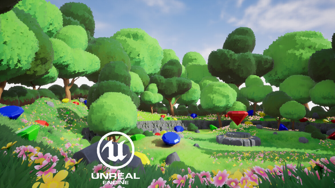 ArtStation - Hidden Gem Valley - Stylized Scene