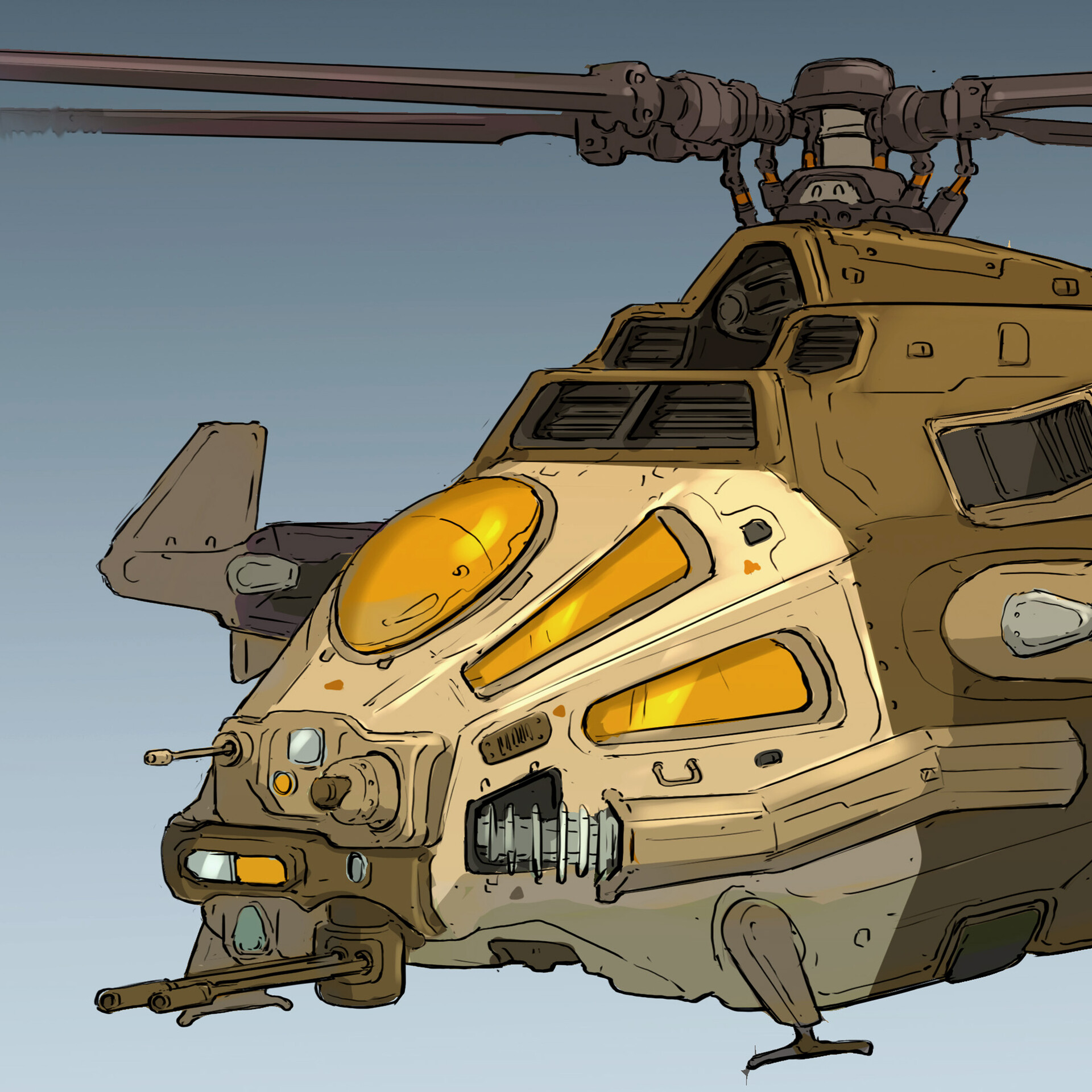 ArtStation - Attack Helicopter Sketch