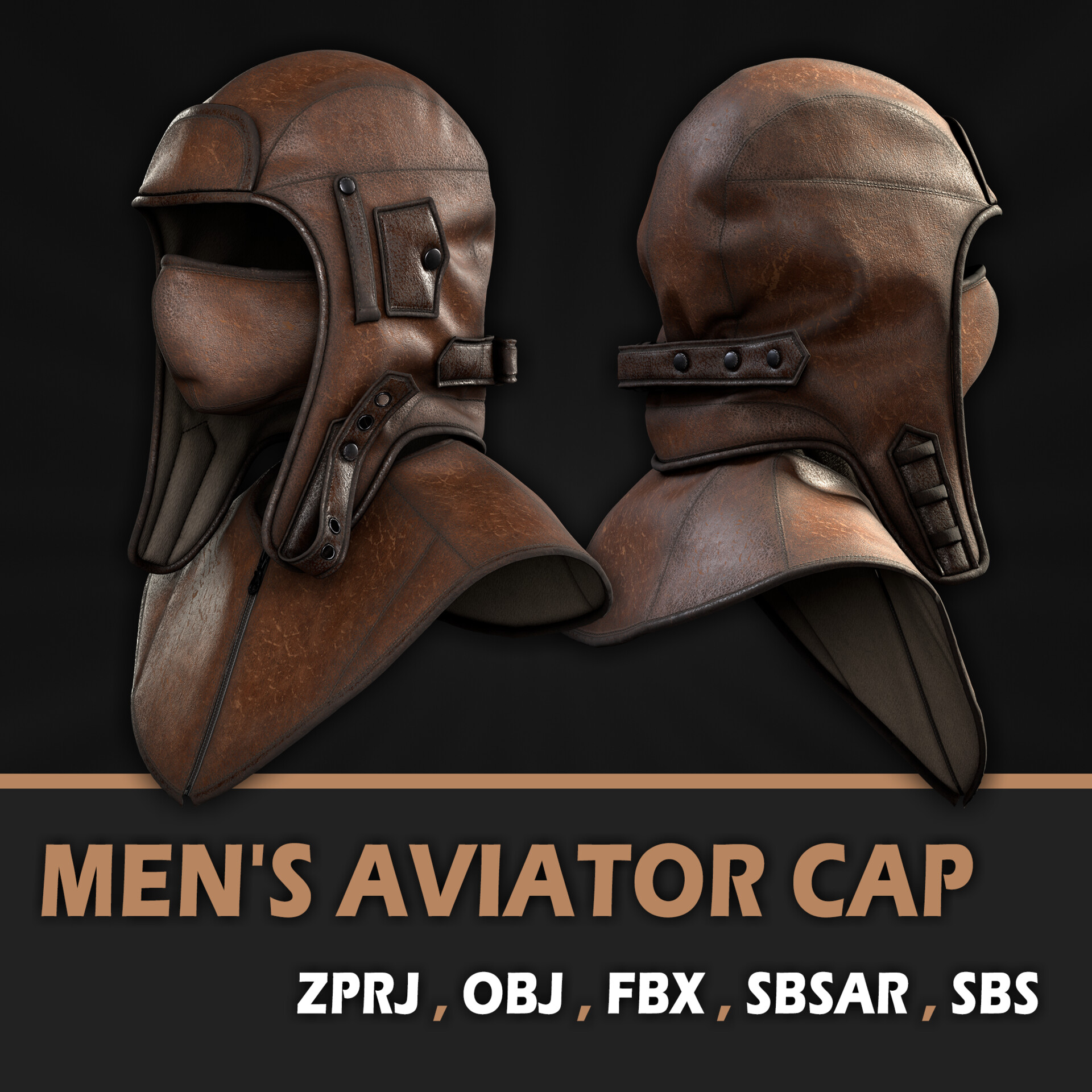 ArtStation - Men's aviator cap -VOL01 / Clo3d(MD) ProJect + Sbsar File ...