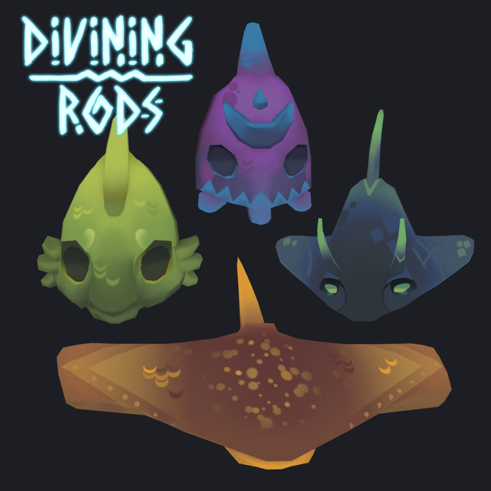 ArtStation - Divining Rods - Stylized Fish People Masks