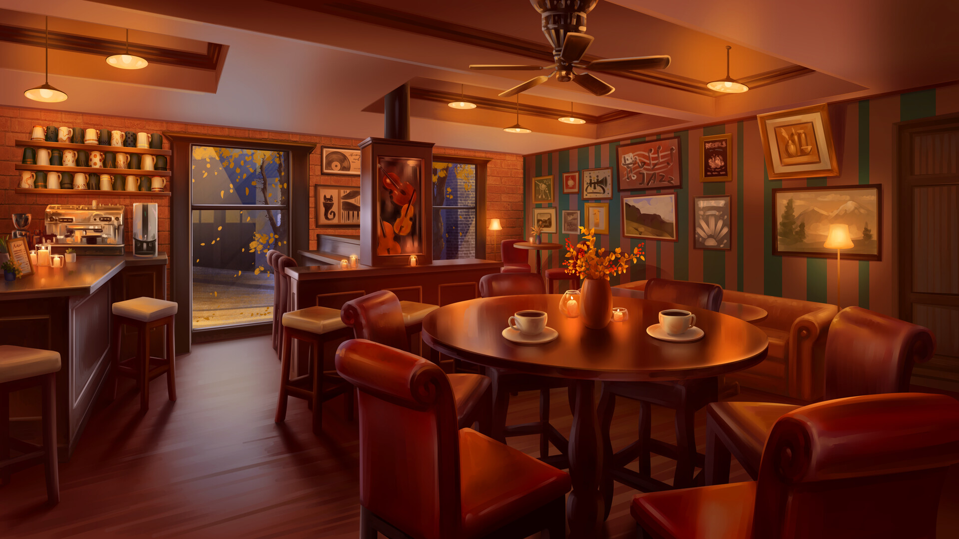 ArtStation - Jazz cafe backgrounds
