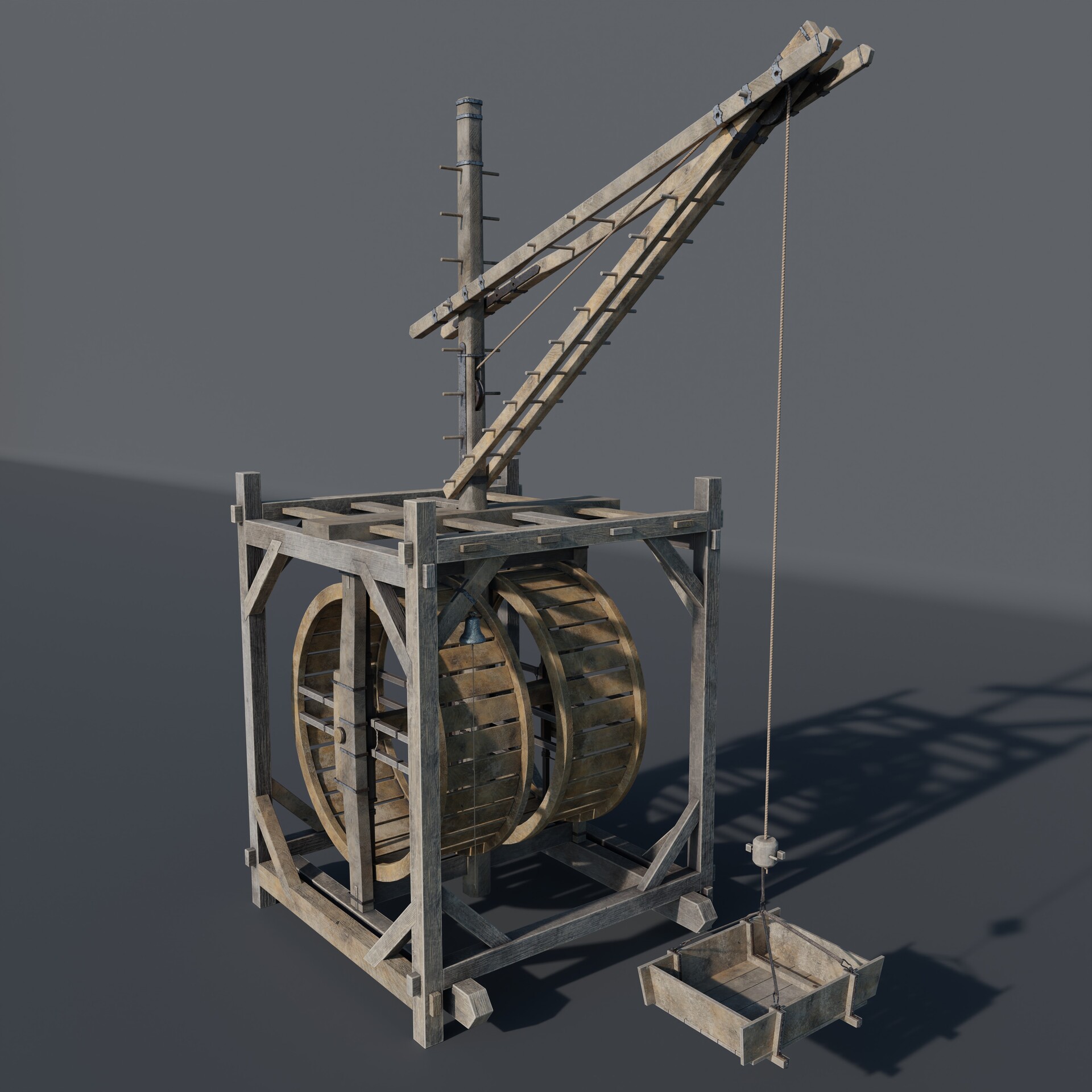 ArtStation - Medieval treadwheel crane