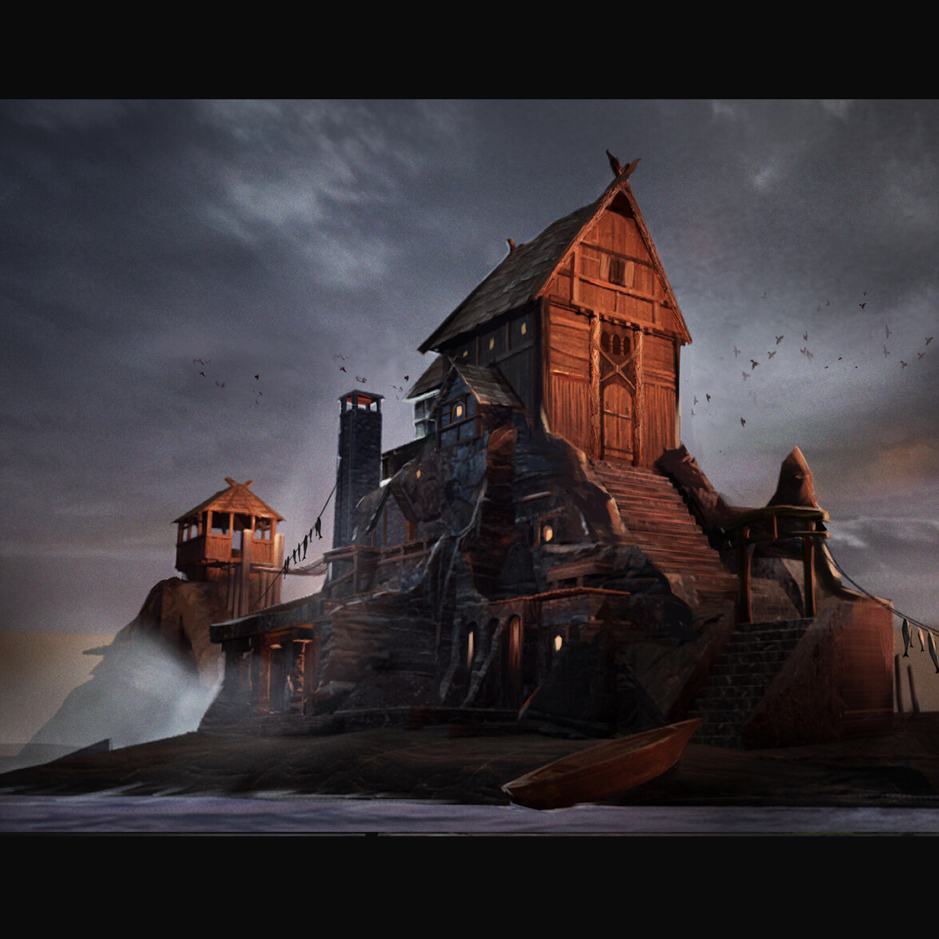 ArtStation - The Huldúfolk settlement, concept process