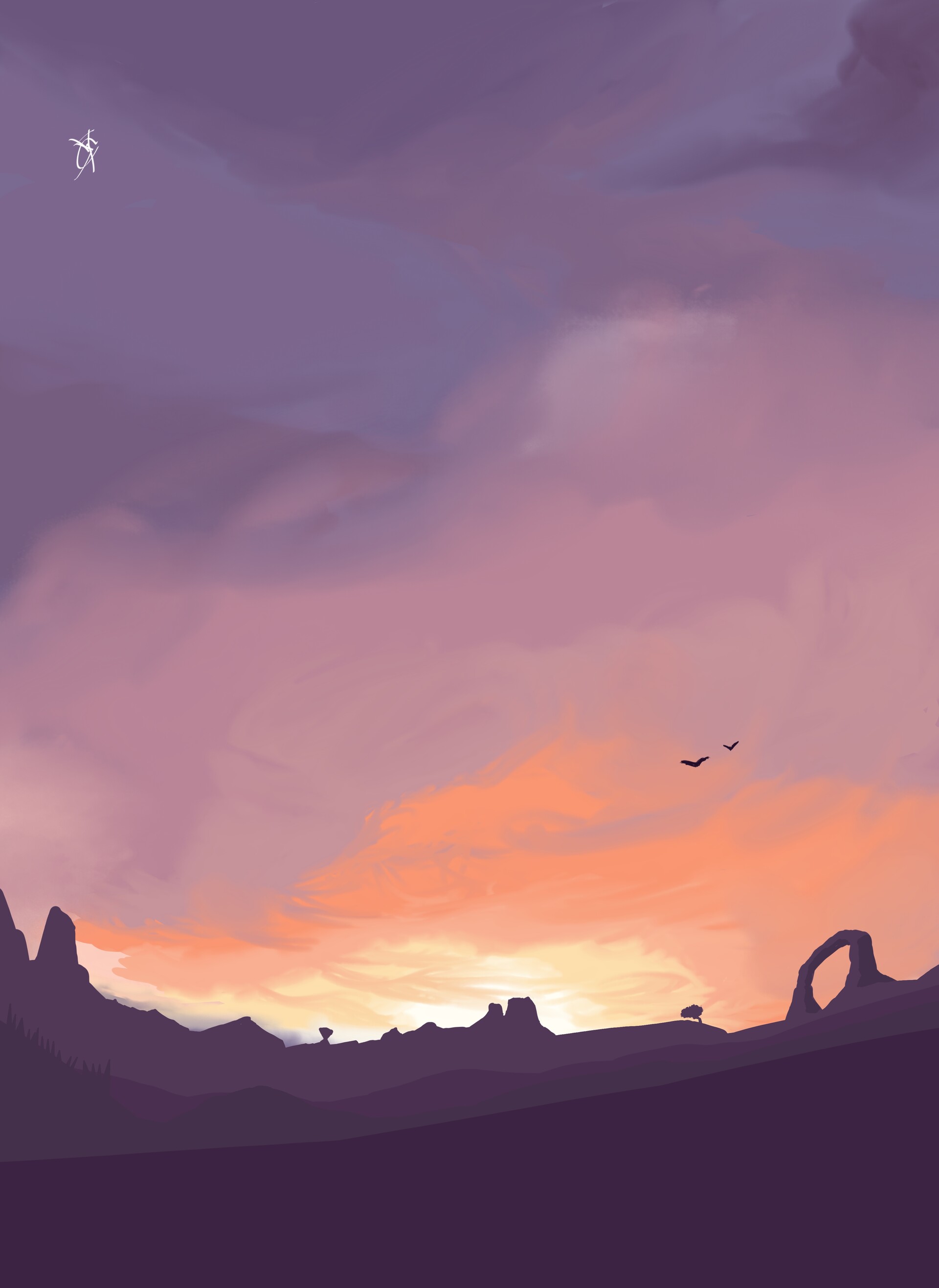 ArtStation - purple sunset