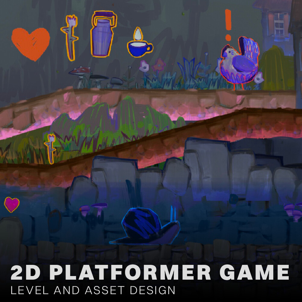 ArtStation - 2D Platformer game assets and level mock-ups