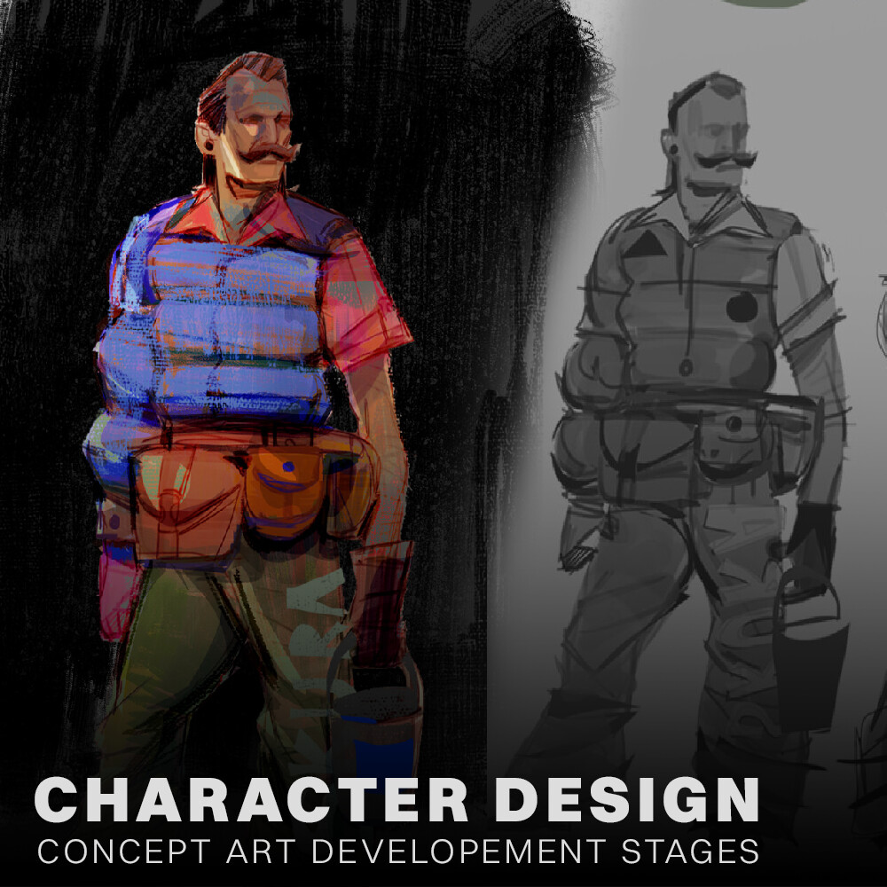 ArtStation - "Skura" -character concept art - developement stages