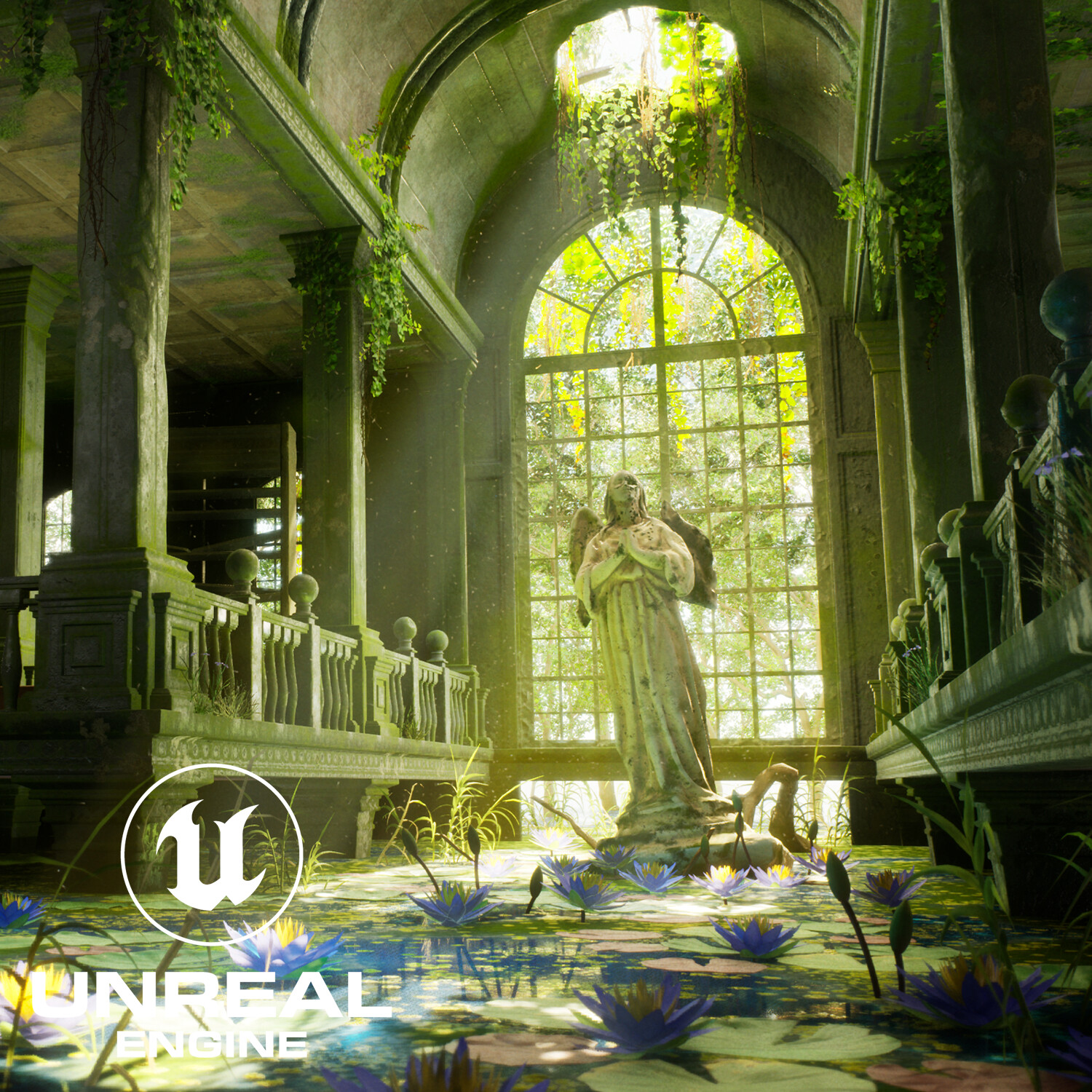 ArtStation - Unreal Engine 5: Flooded Library, Midsummer Day
