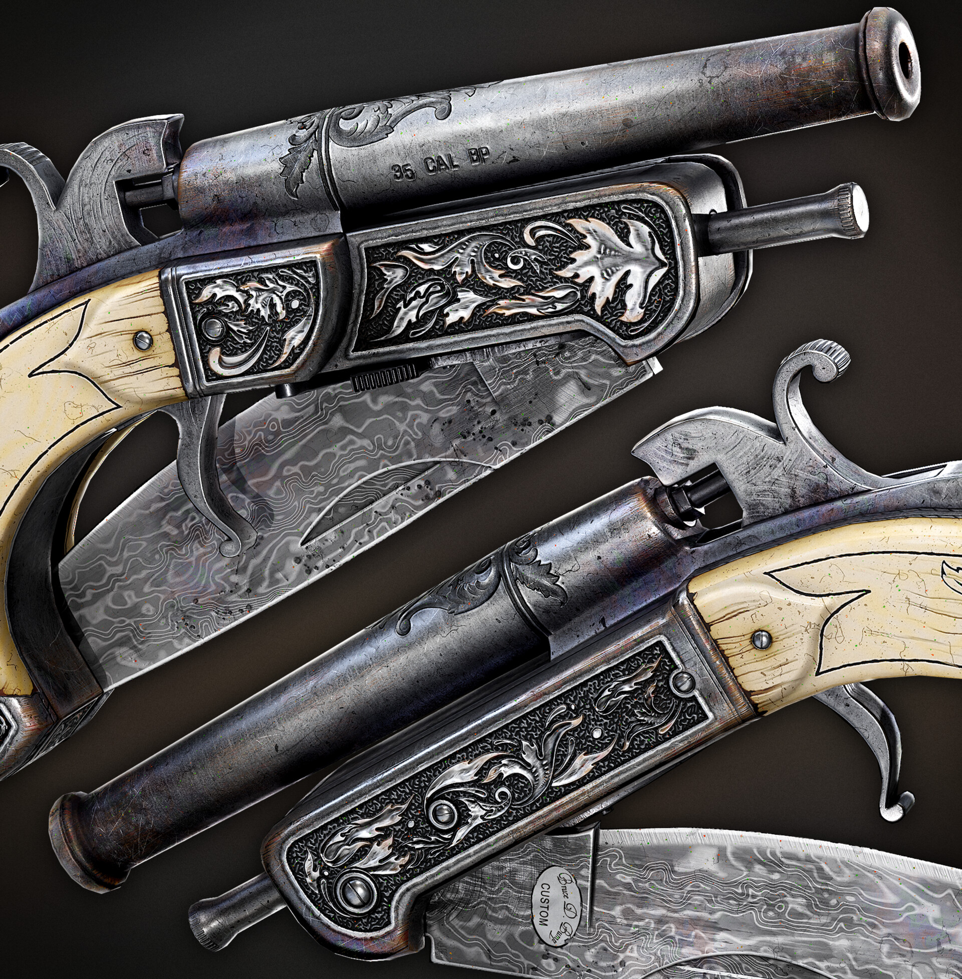 ArtStation - Liberty | Damascus Flintlock Dagger