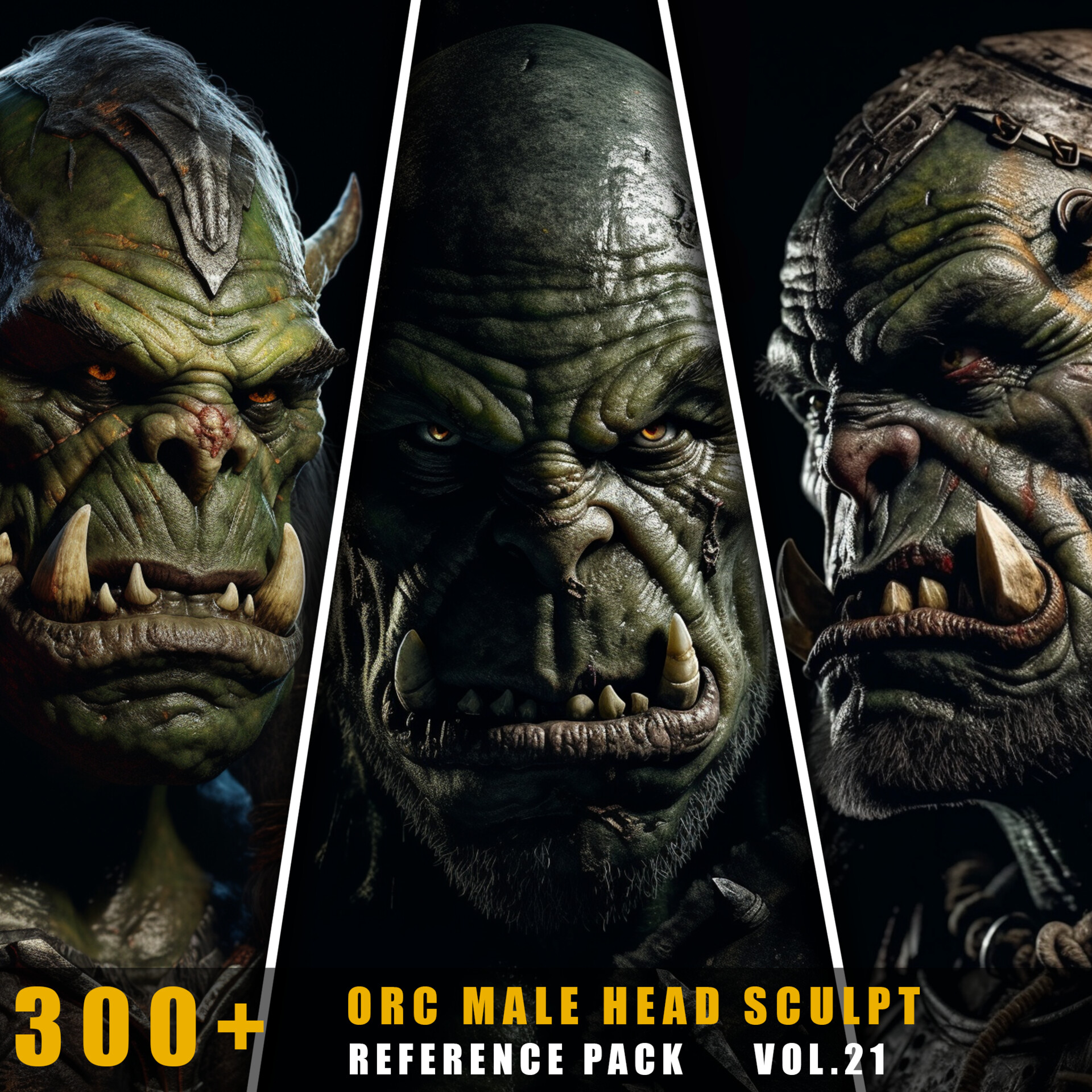 WaterLaw's Studio - 300+ Orc Male Head Sculpt - References Pack Vol.21