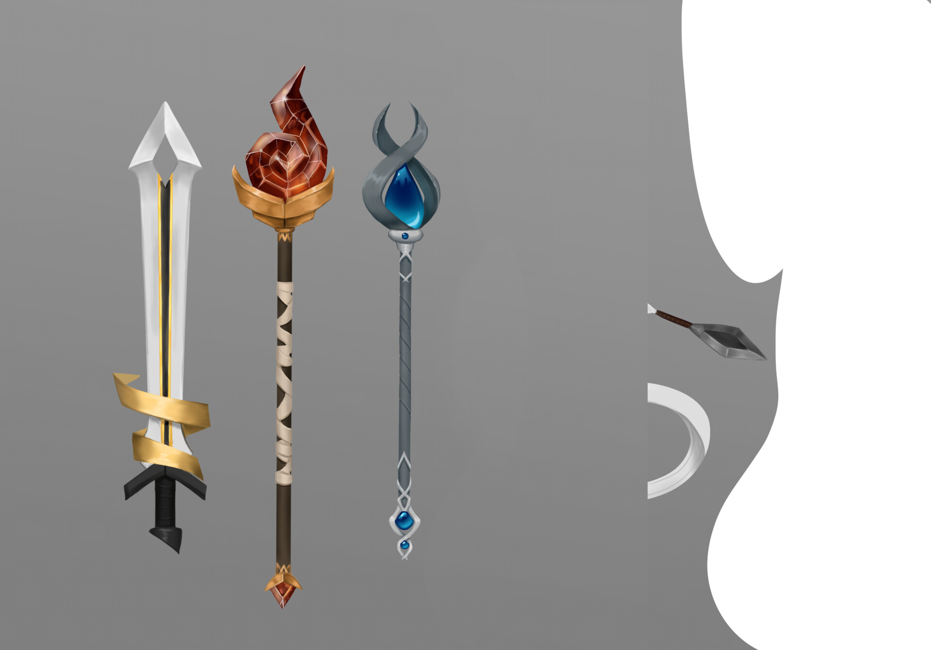 ArtStation - Elemental Weapons/Material Study