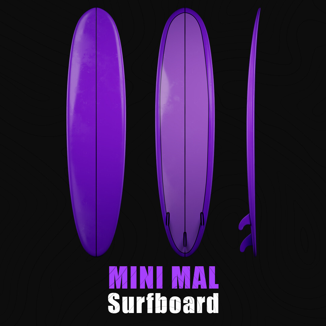 ArtStation - 10 Surfboard 3D Models - Mini Mal Surfboard