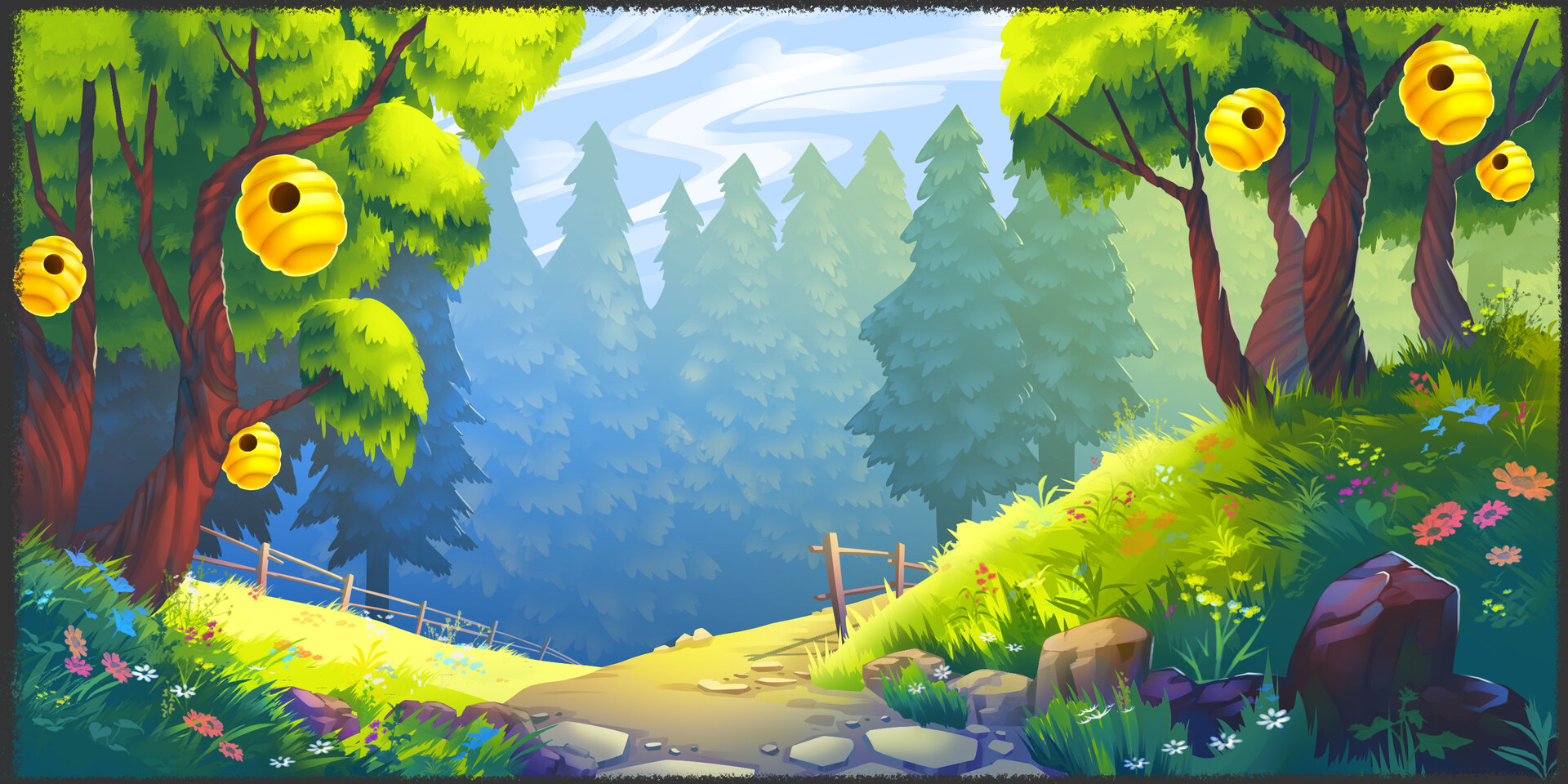 ArtStation - Honey Hive XL Bee Slot Game Background