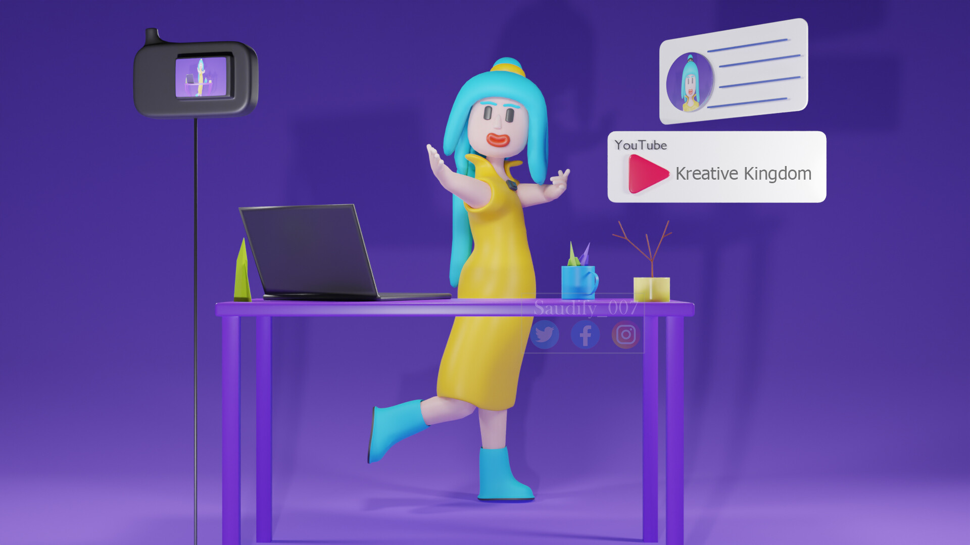 ArtStation - 3D Concept Illustrations of a Youtuber Girl