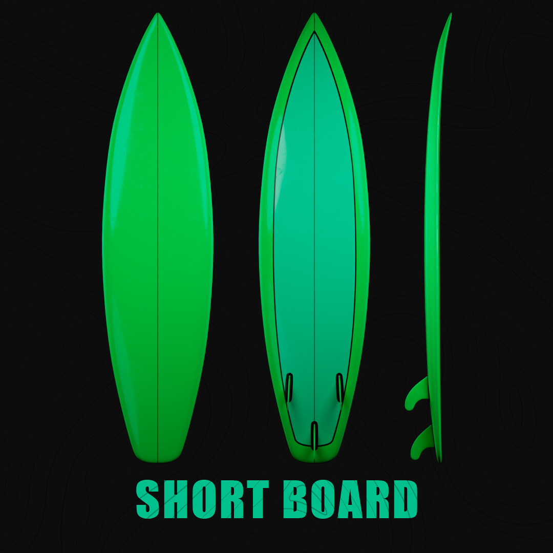 ArtStation - 10 Surfboard 3D Models - Short Surfboard