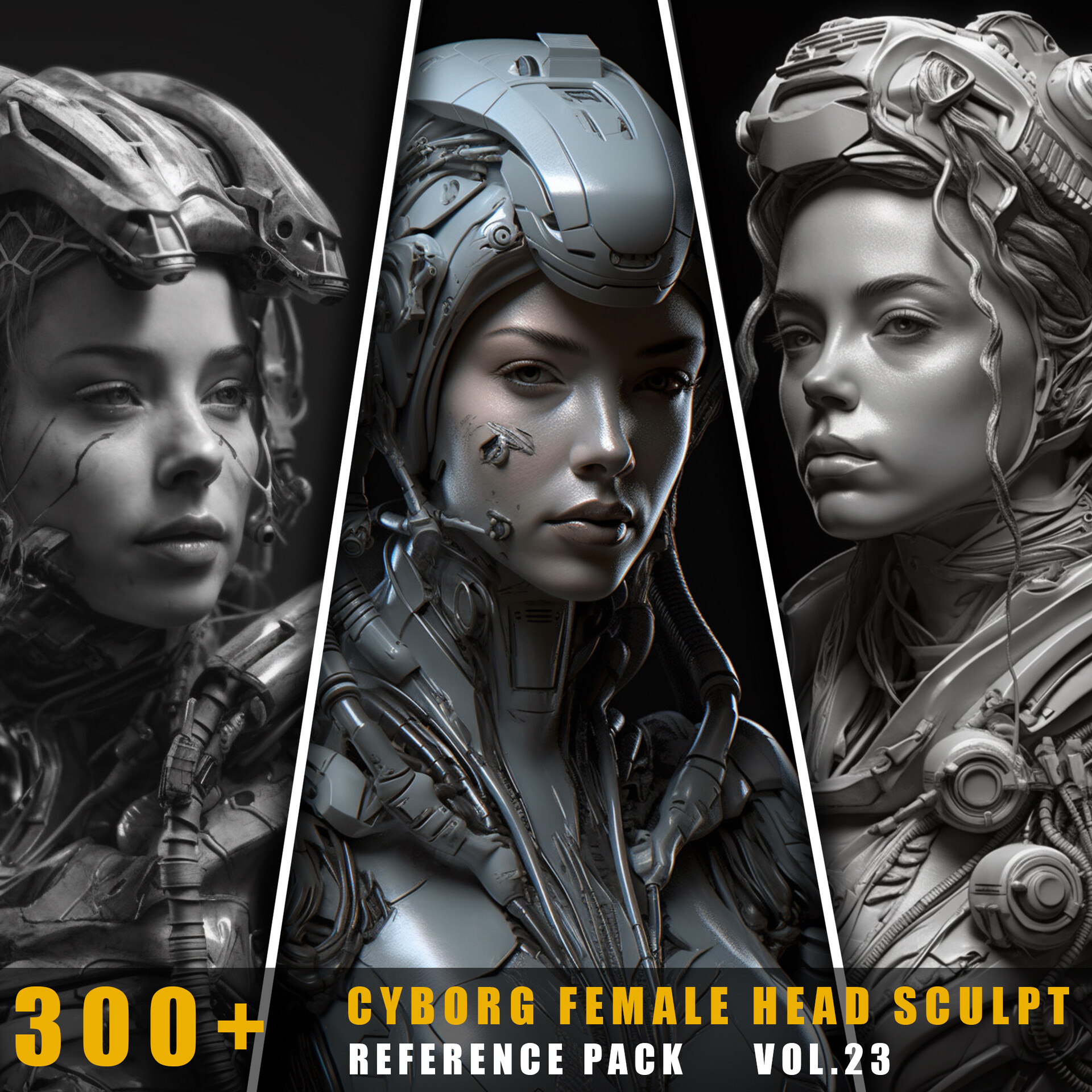 WaterLawOF References - 300+ Cyborg Female Head Sculpt - Reference Pack ...