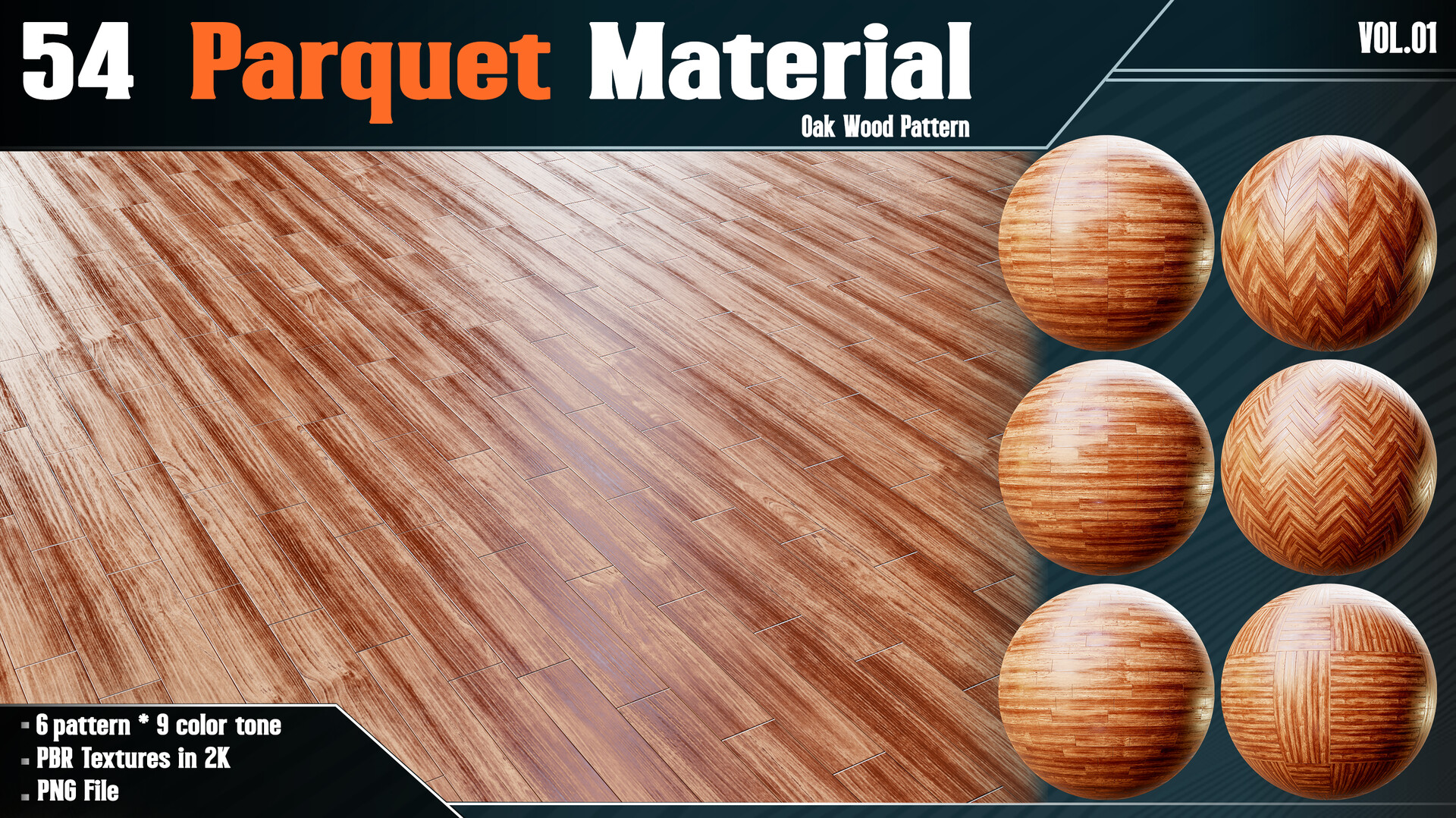 ArtStation - 54 Parquet Material - Vol.01 ( PBR Textures + SBSAR File ...
