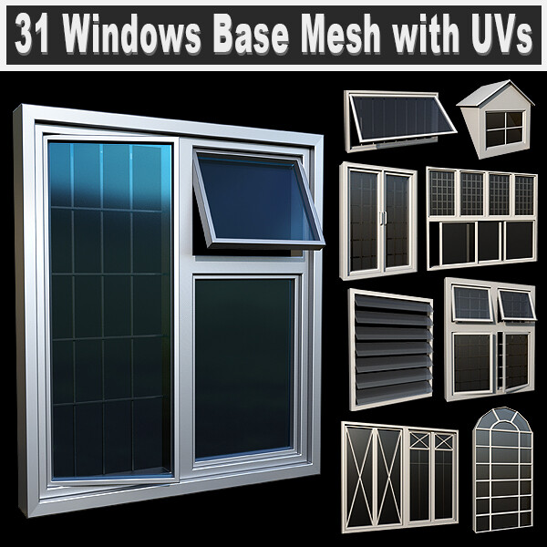 ArtStation - 31 Windows Base Mesh with UVs