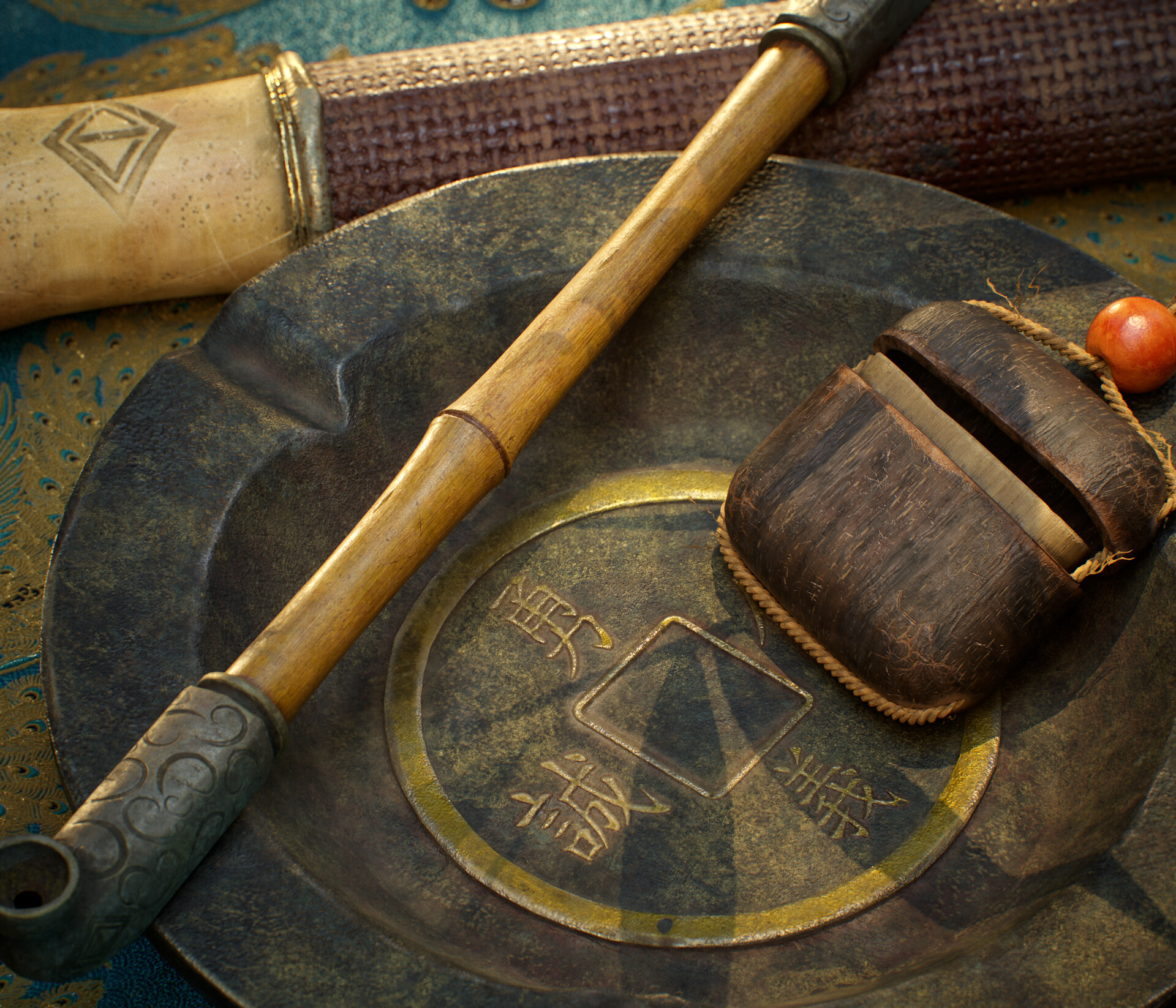 ArtStation - Kiseru - Japanese Smoking kit - Prop Breakdown